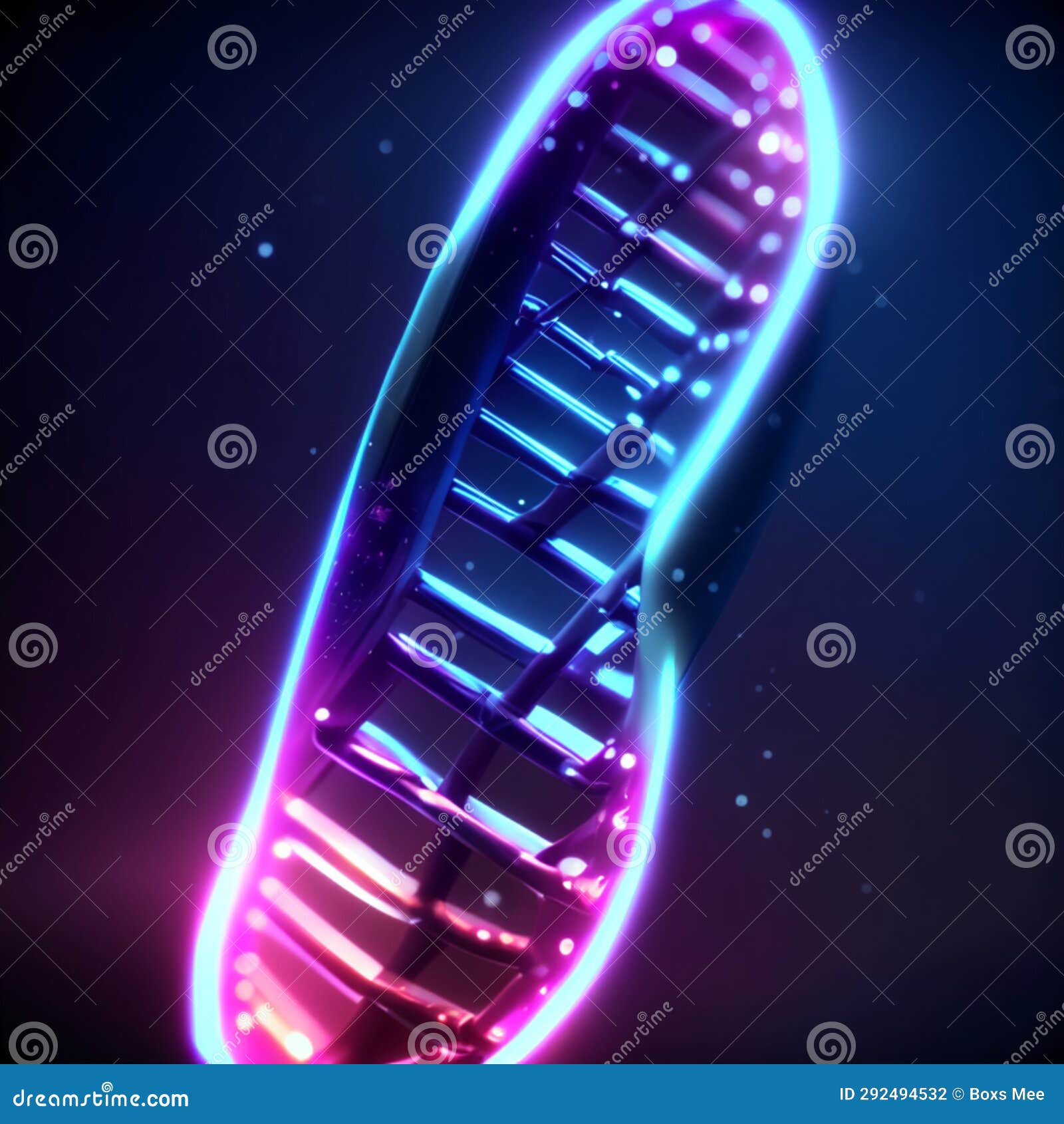 Digital Illustration of a Dna in Neon Light. 3d Rendering Generative AI ...