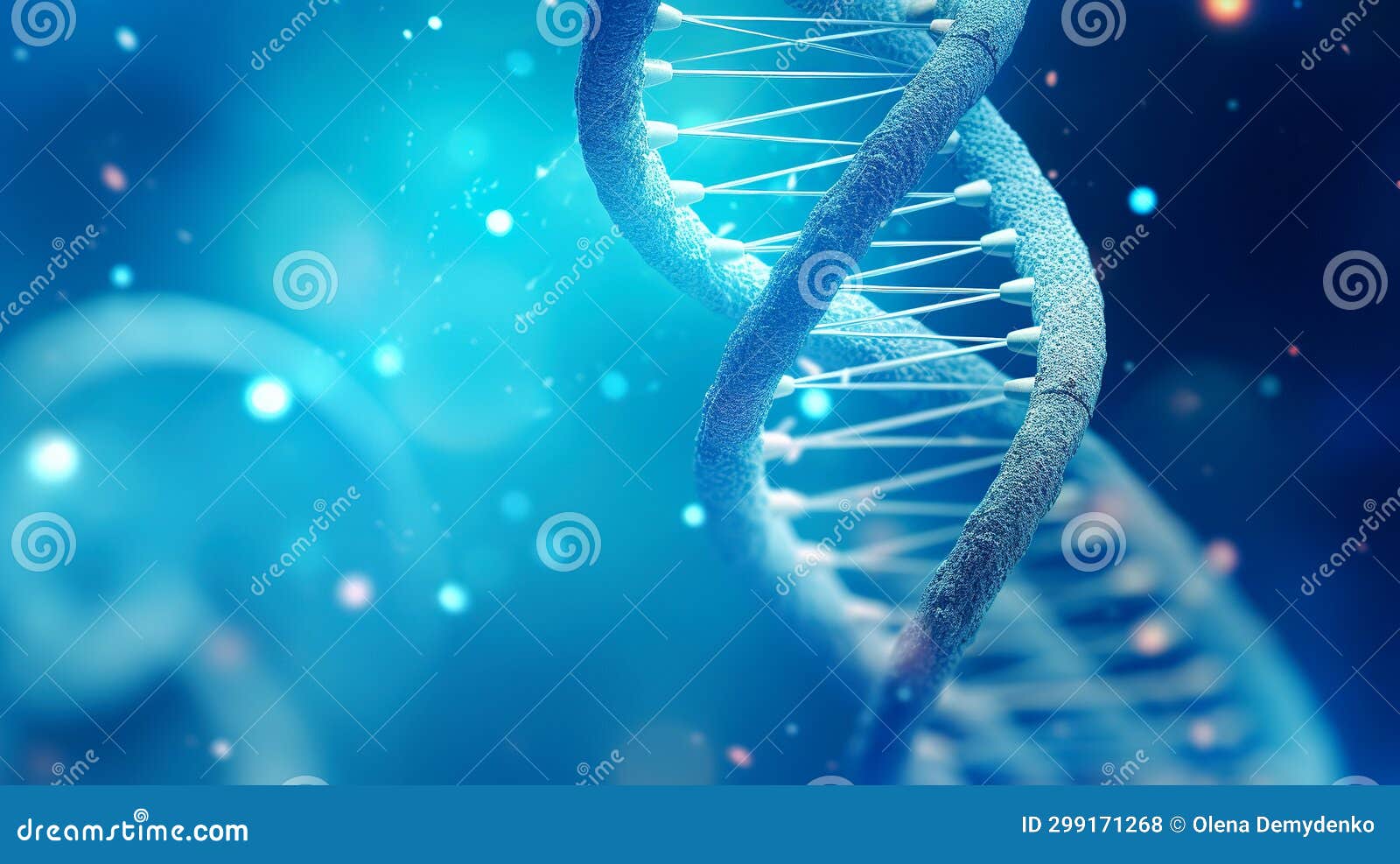 Digital Illustration DNA Structure in Blue Background. Stock Photo ...
