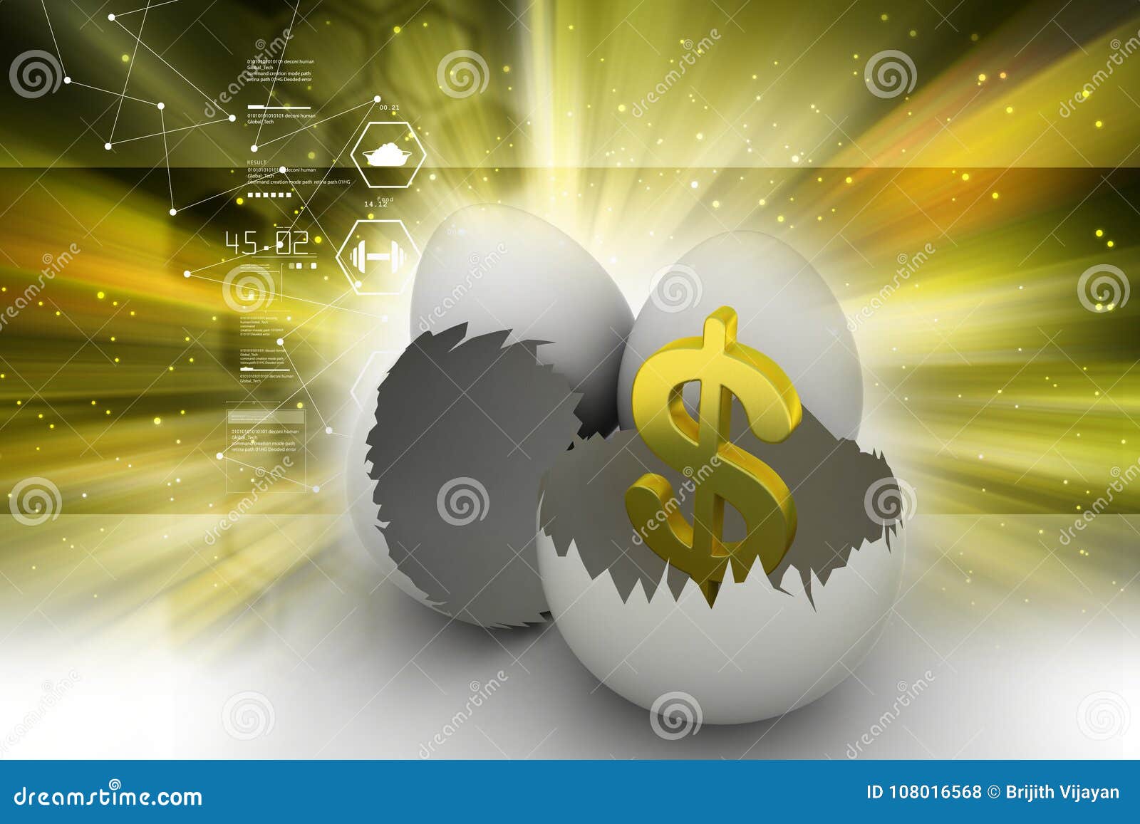 Egg shell with dollar sign stock illustration. Illustration of birth ...