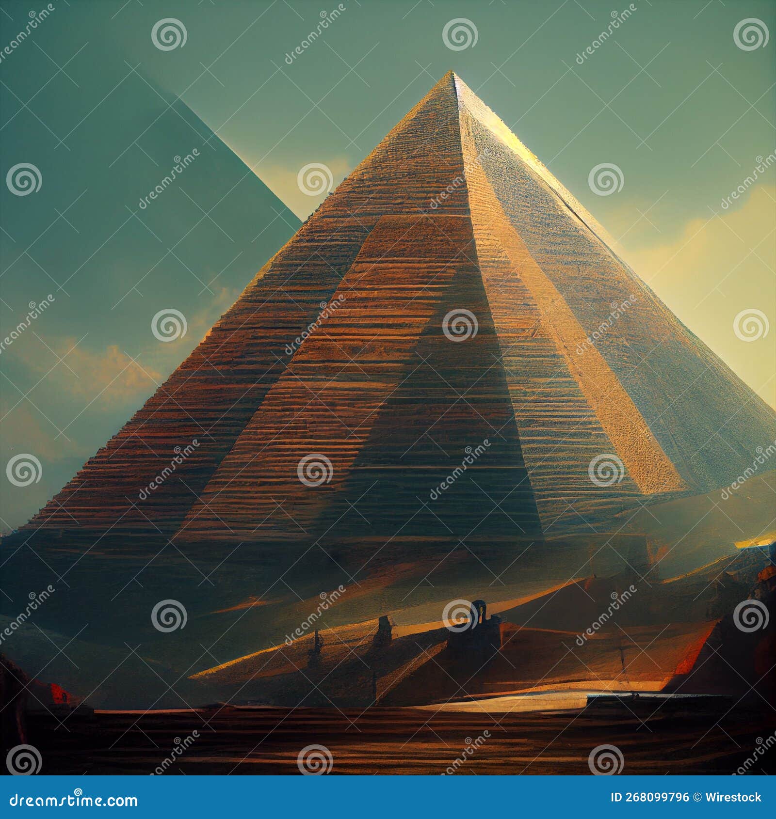 Digital Illustration of an Egyptian Pyramid before the Blue Sky and ...