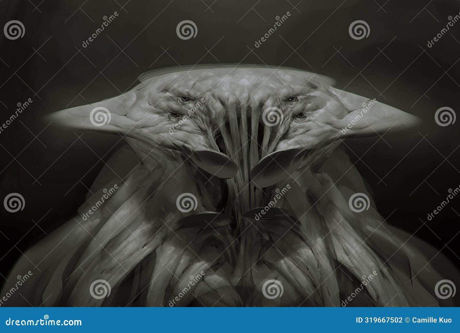 Digital Illustration of Fantasy Stingray Ray Creature with Multiple ...