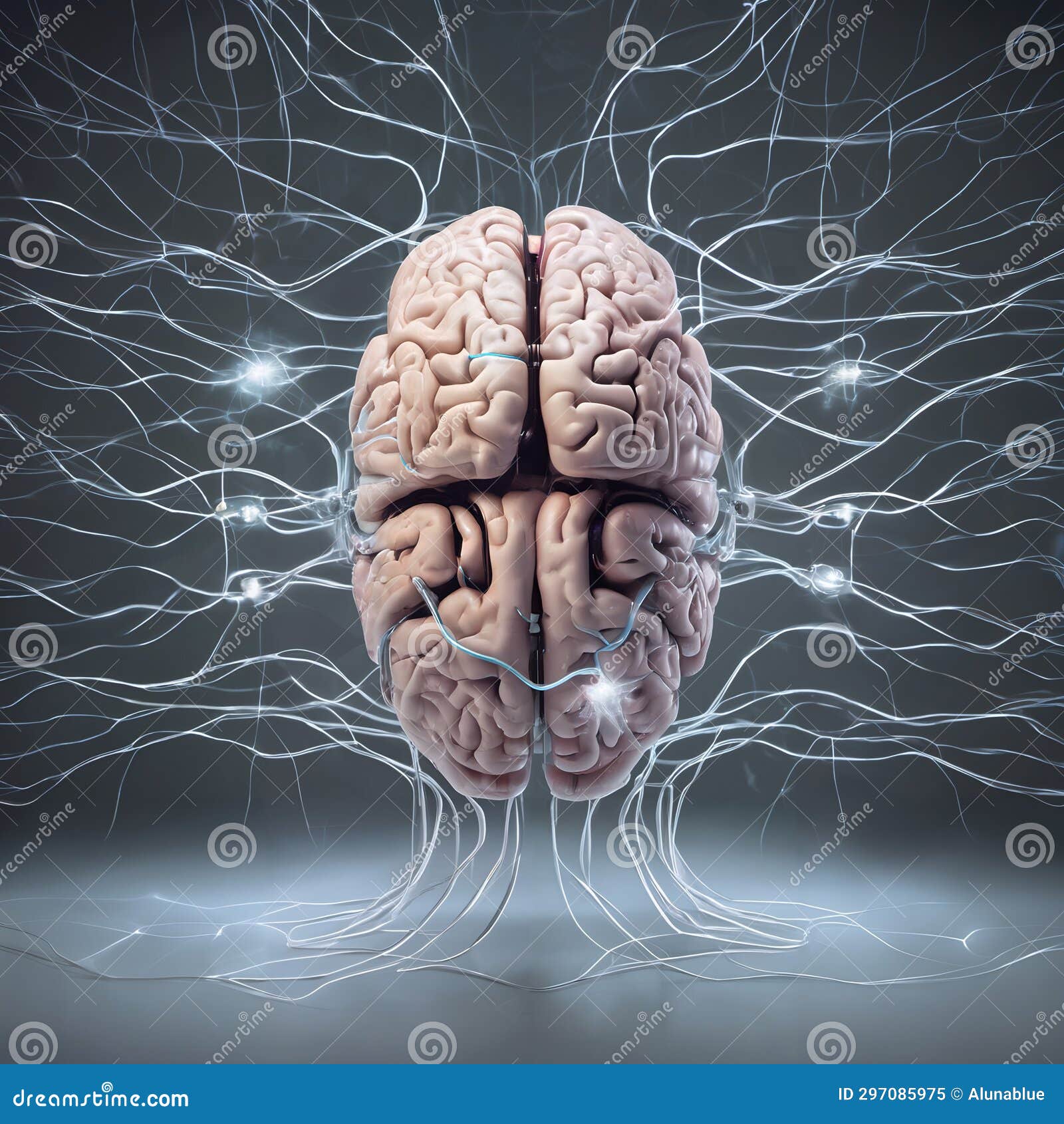 A Human Brain with Many Wires Connected. Stock Illustration ...