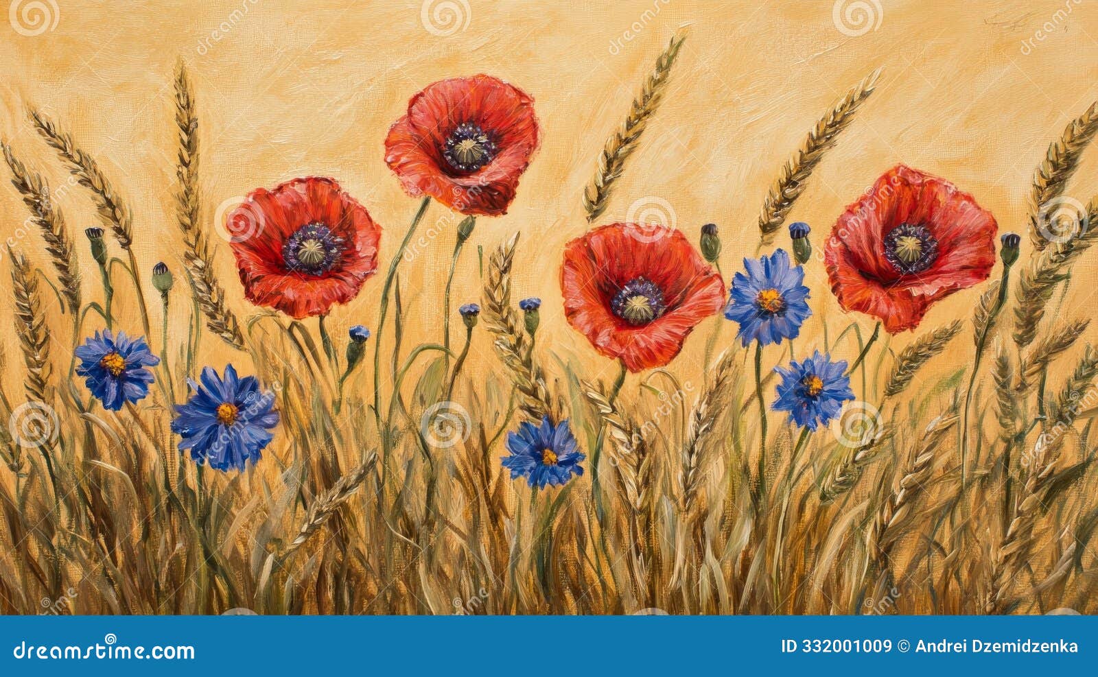 This Digital Illustration Features Light Beige Field Wheat Flowers ...