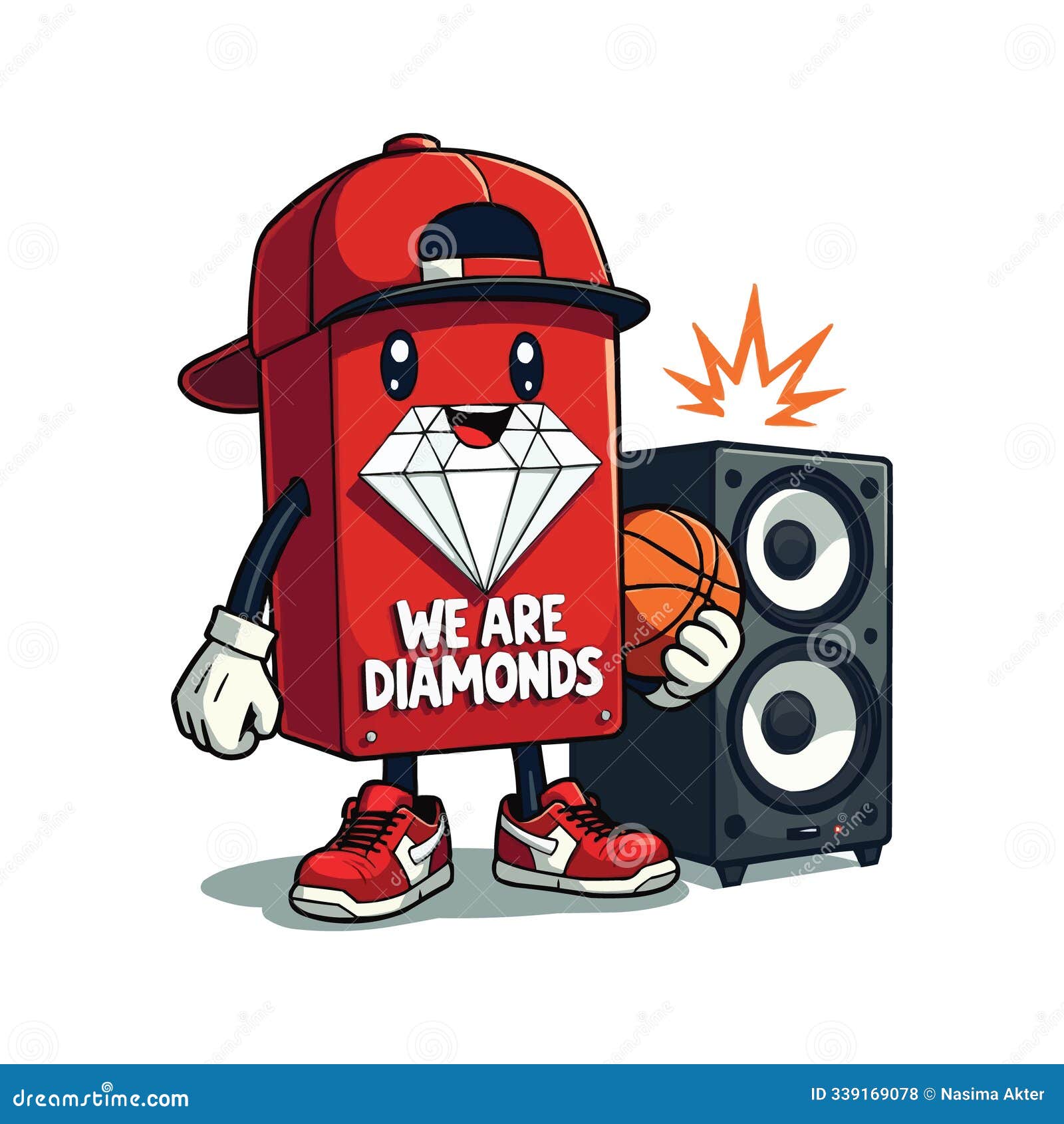 A Cool Basketball Cartoon T Shirt Print Design Vector Illustration ...