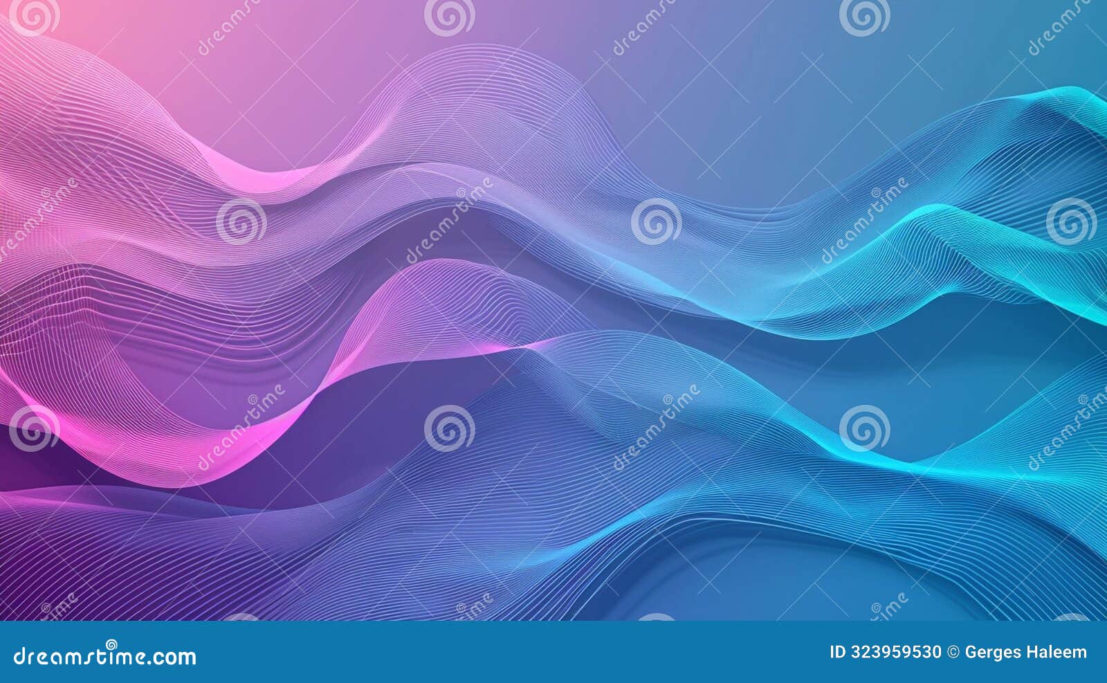 Abstract Digital Waves in Pink and Blue Gradient Stock Illustration ...