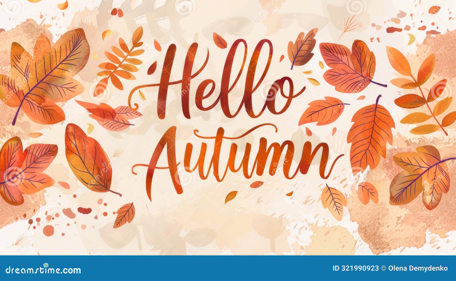 A Digital Illustration Featuring the Words Hello Autumn in Cursive ...
