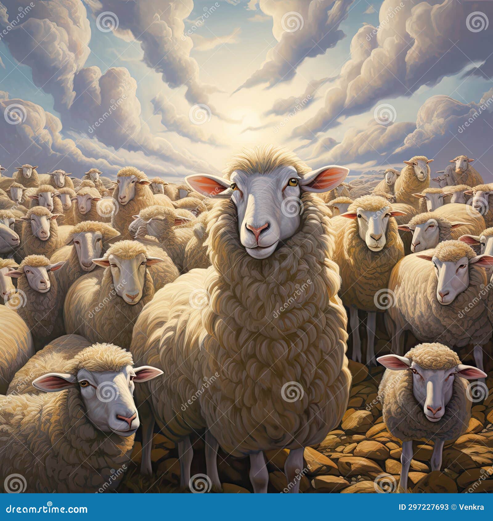 Digital Illustration of Flock of Sheep Stock Illustration ...