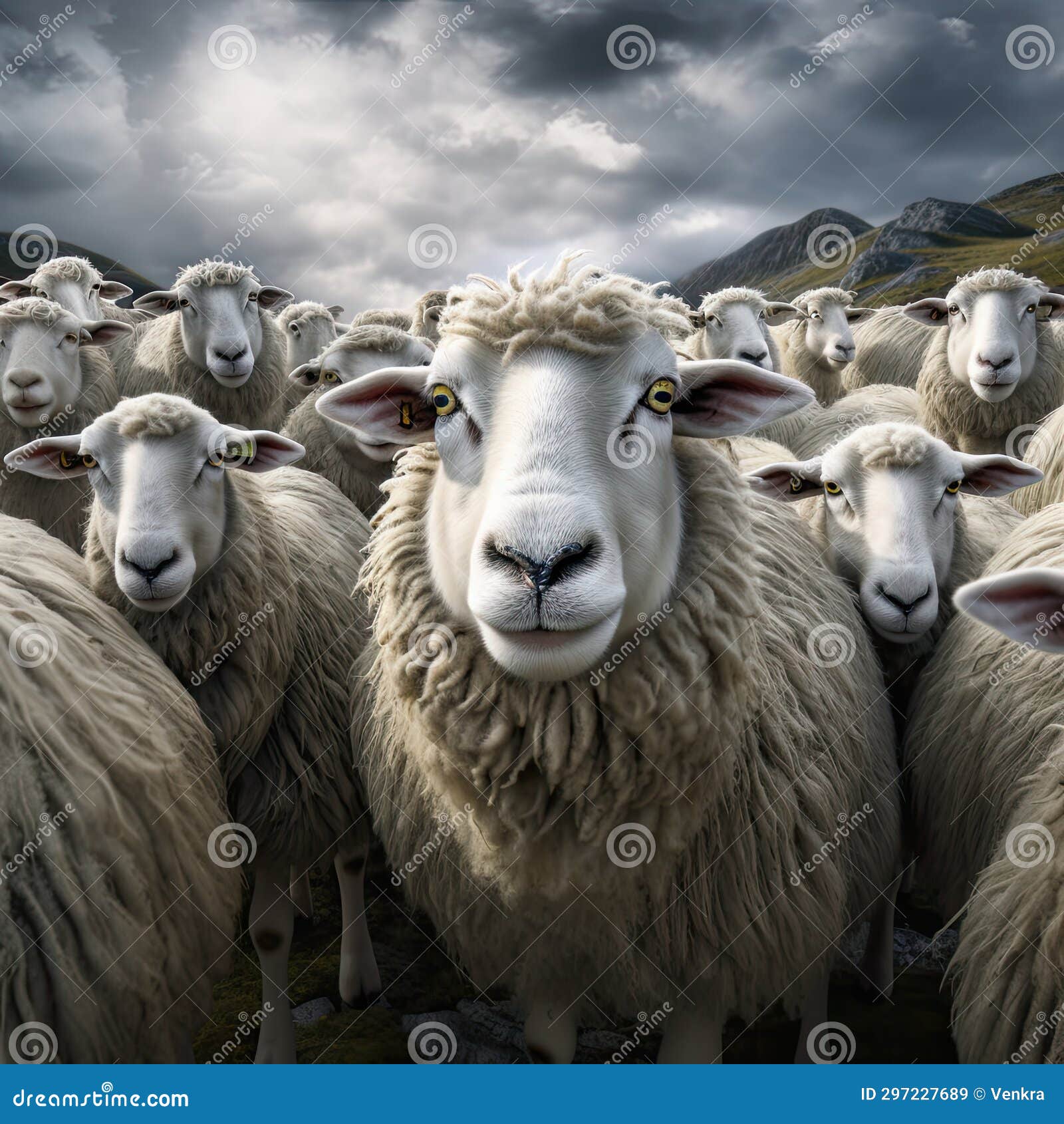 Digital Illustration of Flock of Sheep Stock Illustration ...