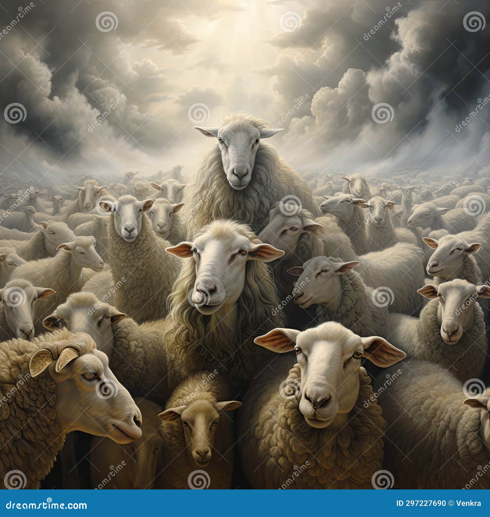 Digital Illustration of Flock of Sheep Stock Illustration ...
