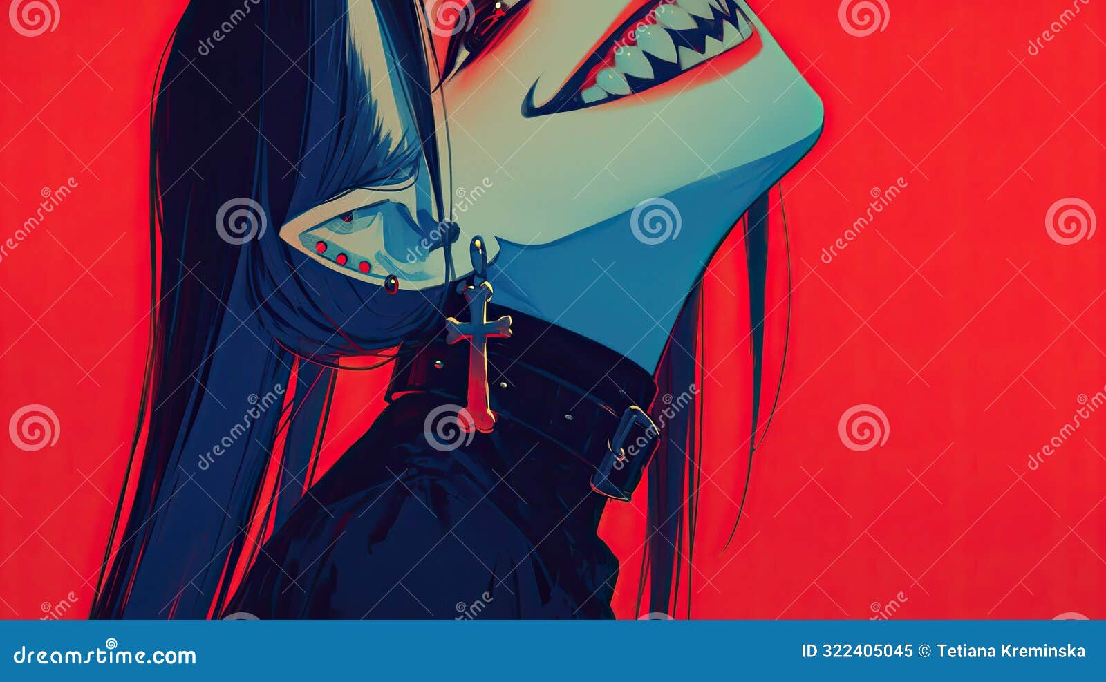 Friendly Vampire with Vibrant Teal Backdrop Stock Illustration ...
