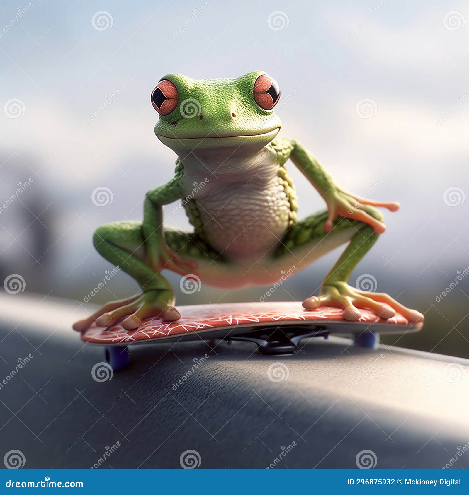 Frog Riding on Skateboard. Created Using Ai Generative. Stock ...