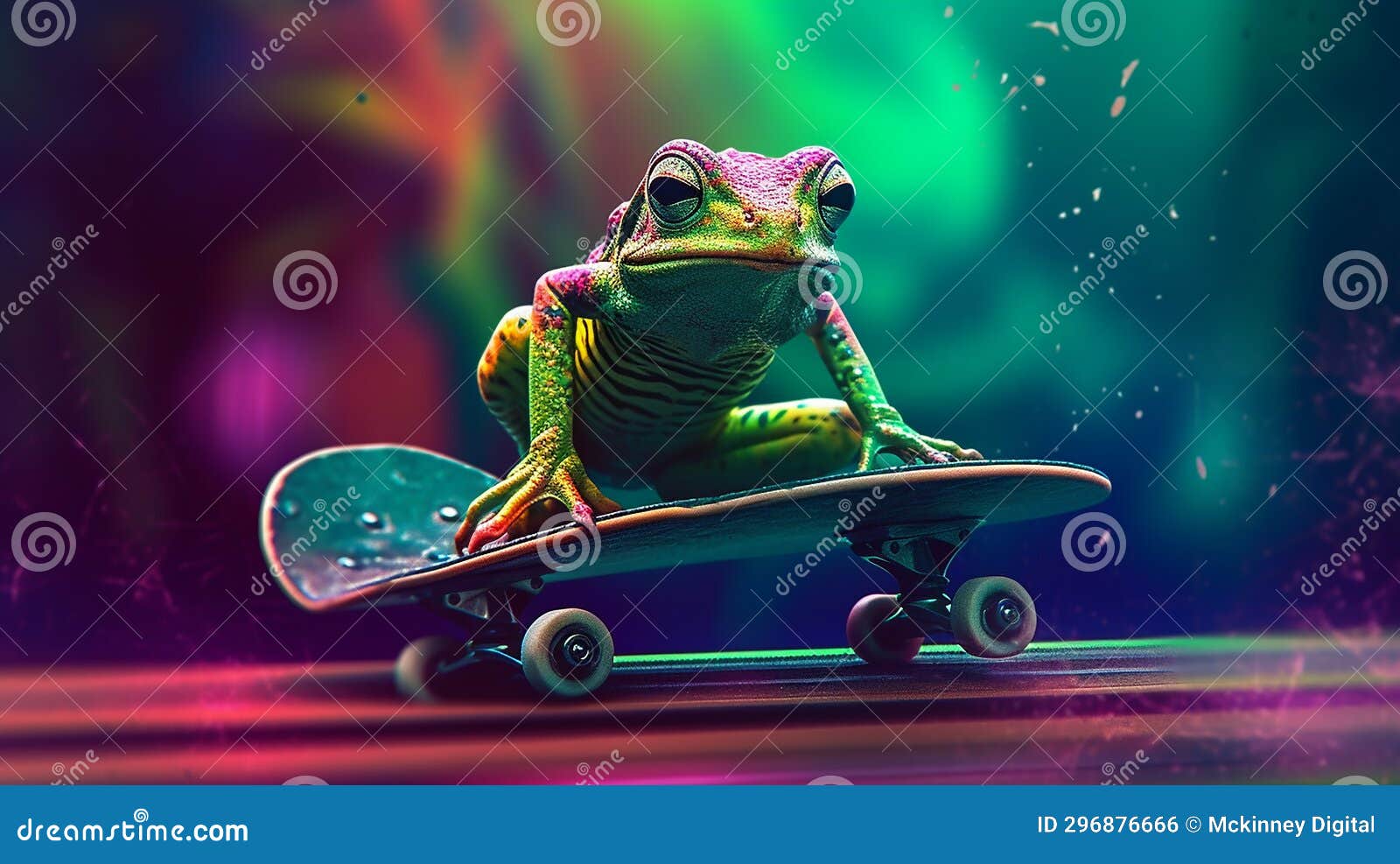 Frog Riding on Skateboard. Created Using Ai Generative. Stock ...