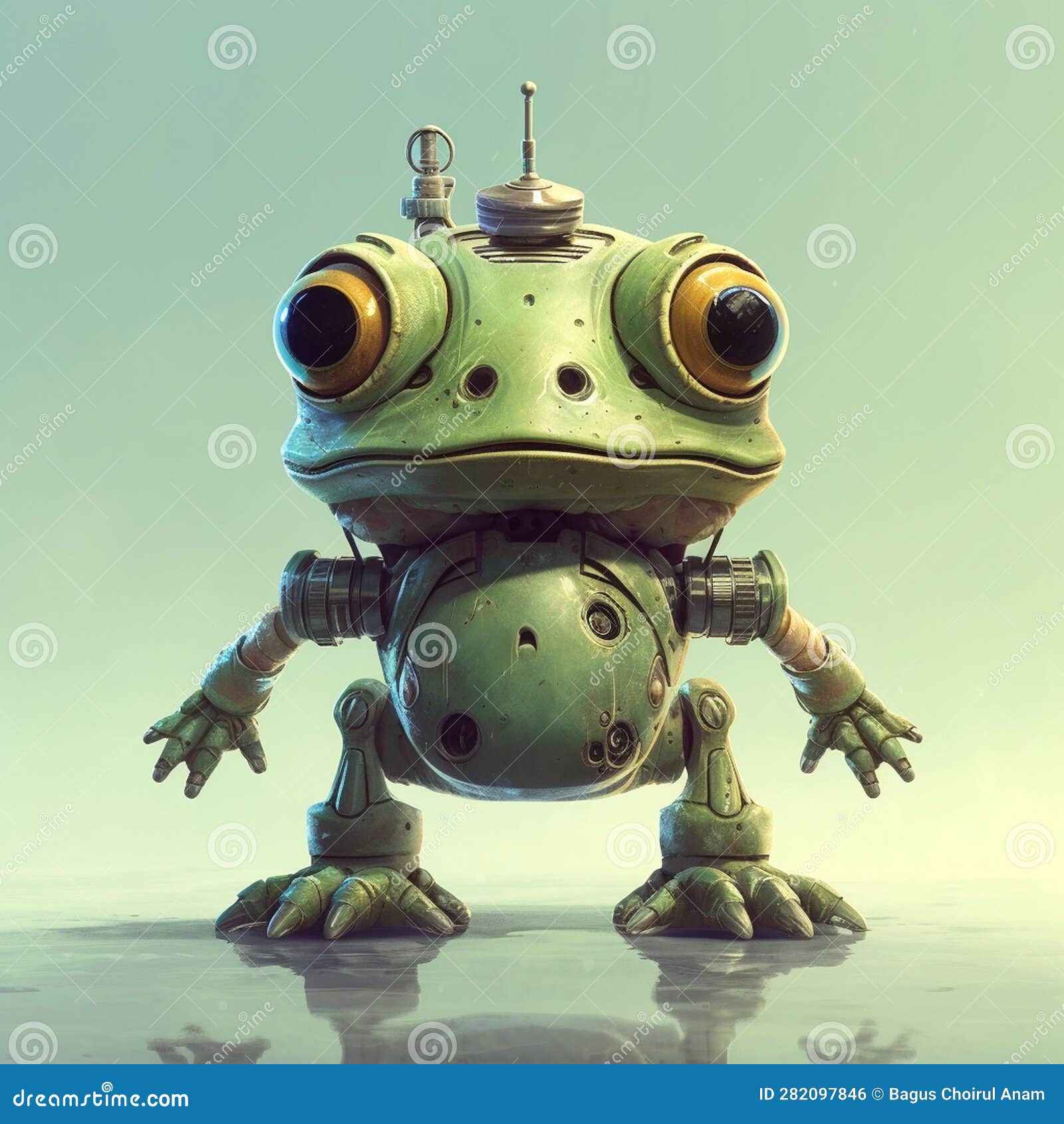 Digital Illustration of a Frog Robot Stock Illustration - Illustration ...