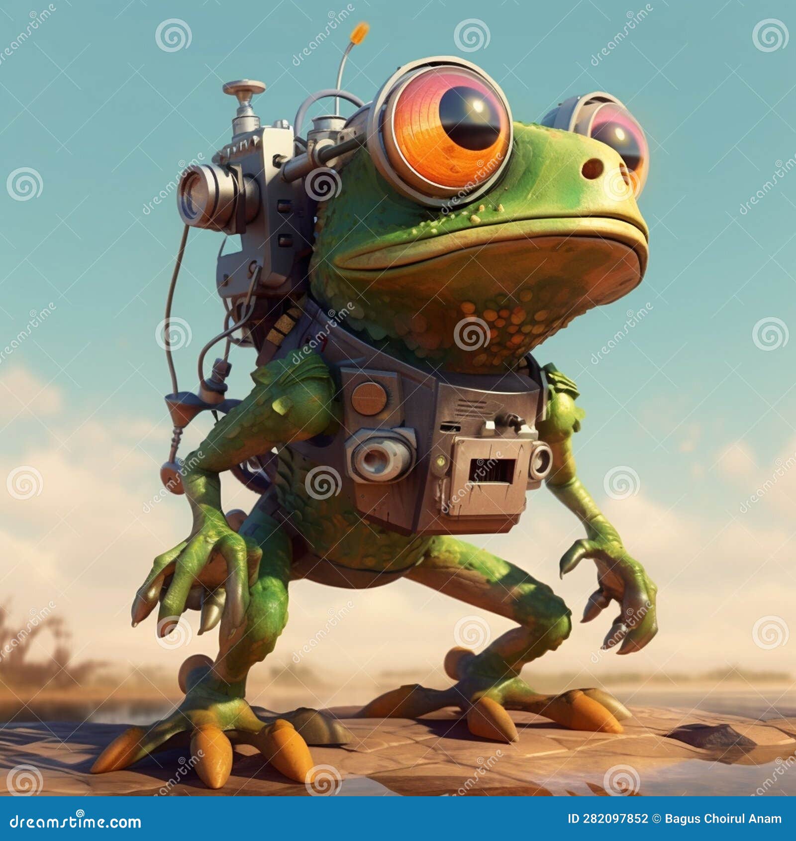 Digital Illustration of a Frog Robot Stock Illustration - Illustration ...