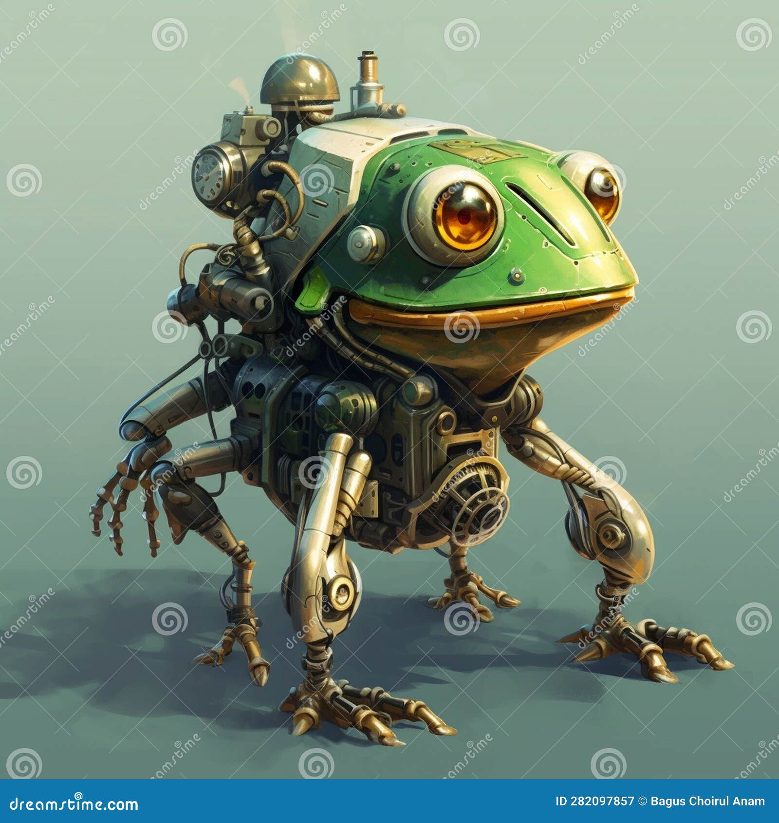 Digital Illustration of a Frog Robot Stock Illustration - Illustration ...