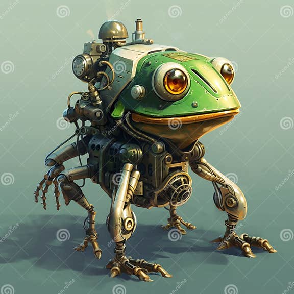 Digital Illustration of a Frog Robot Stock Illustration - Illustration ...
