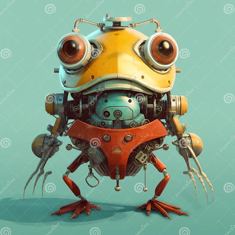 Digital Illustration of a Frog Robot Stock Illustration - Illustration ...