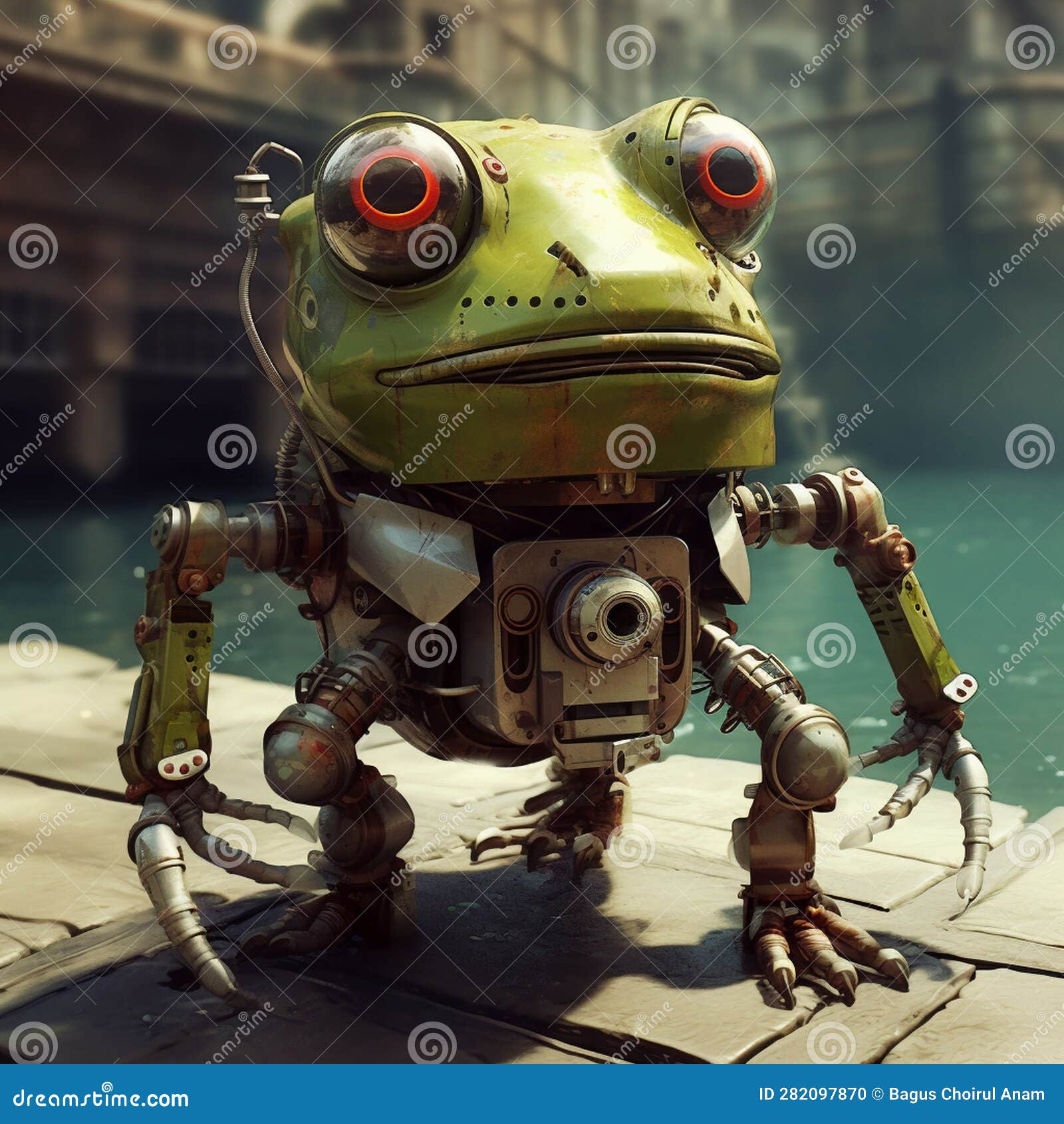 Digital Illustration of a Frog Robot Stock Illustration - Illustration ...
