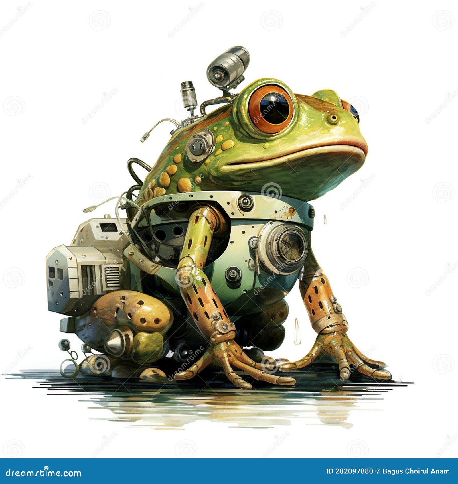 Digital Illustration of a Frog Robot Stock Illustration - Illustration ...