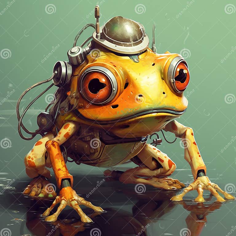 Digital Illustration of a Frog Robot Stock Illustration - Illustration ...