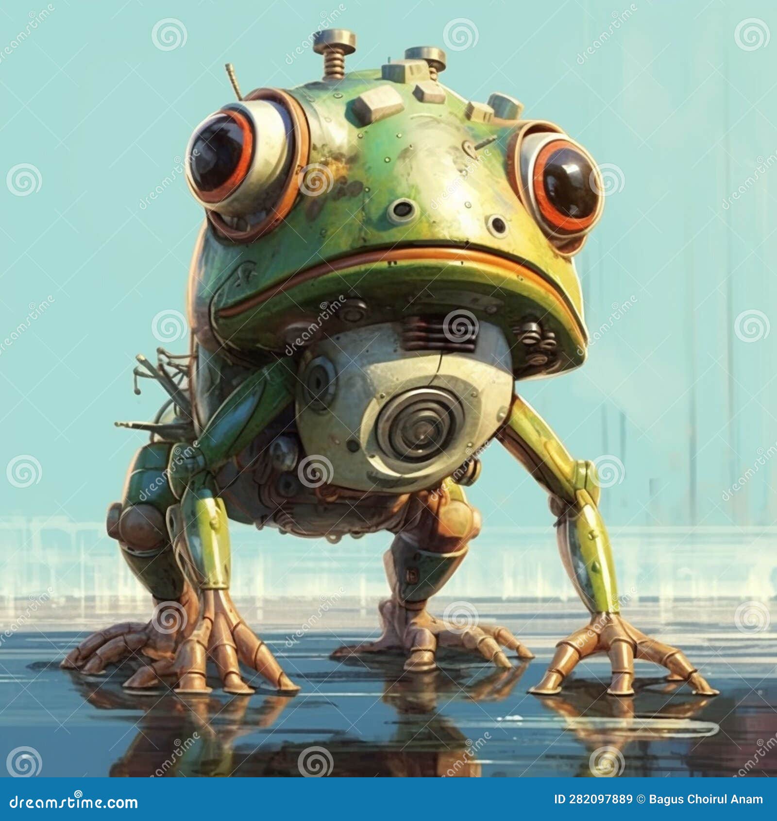 Digital Illustration of a Frog Robot Stock Illustration - Illustration ...