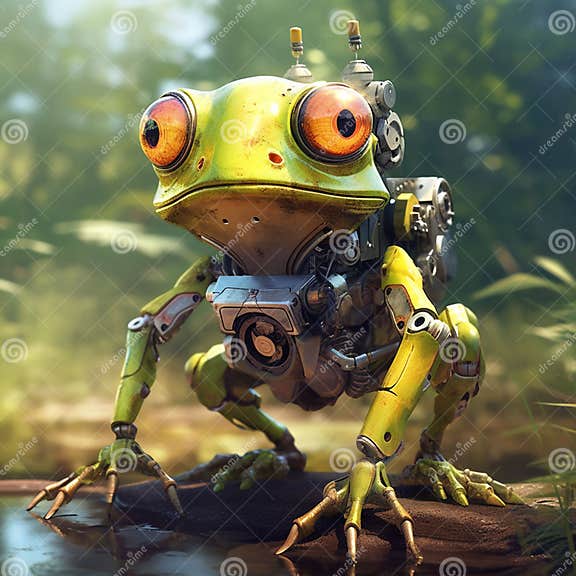Digital Illustration of a Frog Robot Stock Illustration - Illustration ...