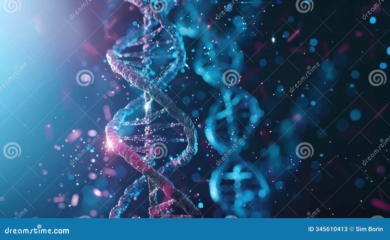 Digital Illustration of Futuristic DNA Technology with Nanotechnology ...