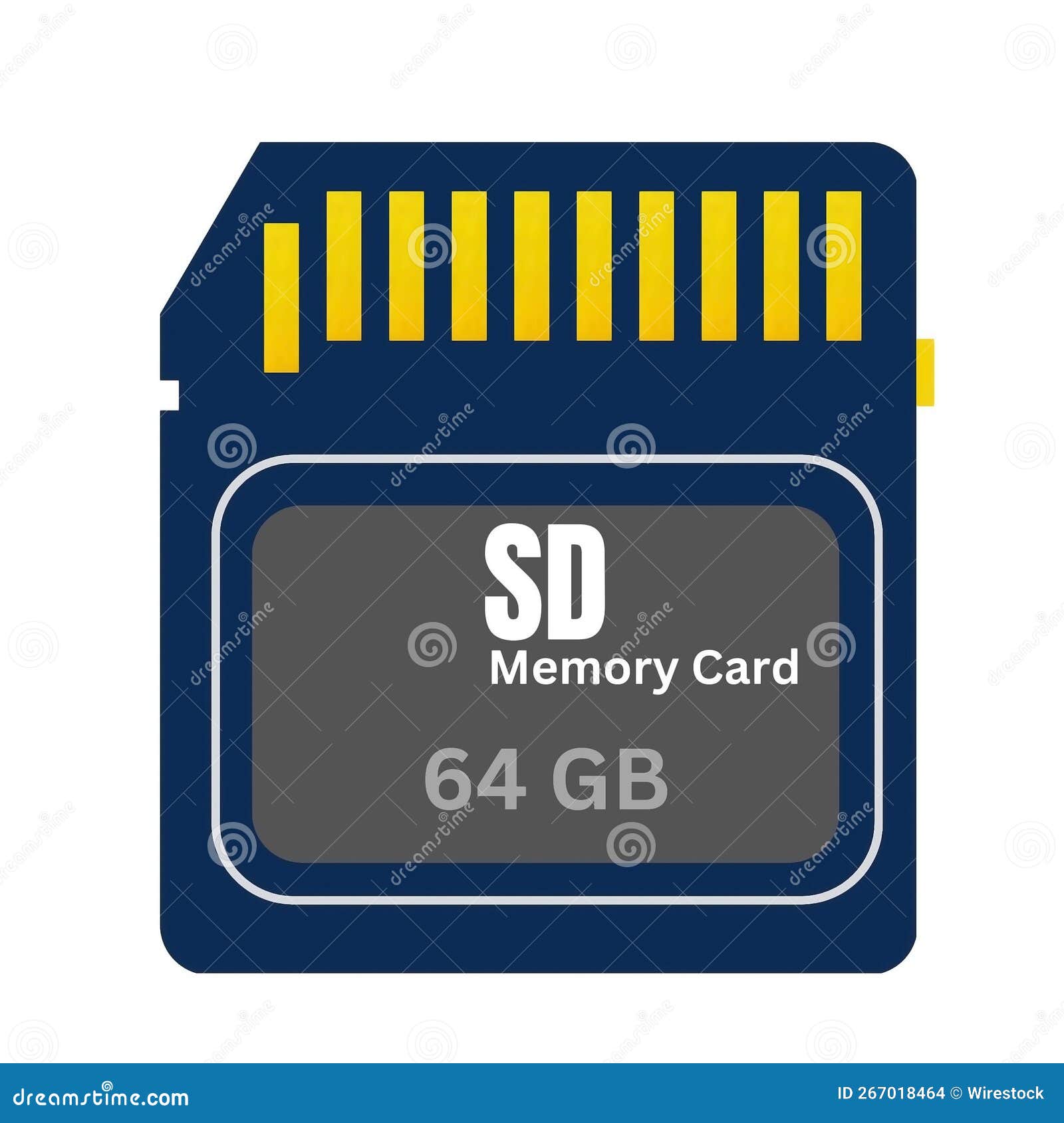 Digital Illustration of a 64 GB SD Memory Card on a White Background ...