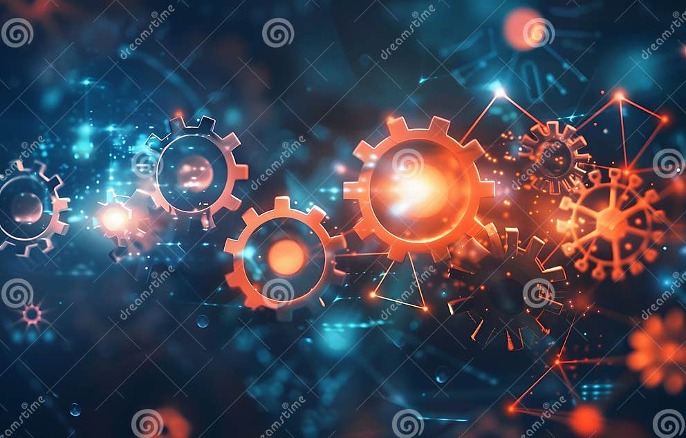 Interconnected Gears: Machine Learning System Stock Illustration ...