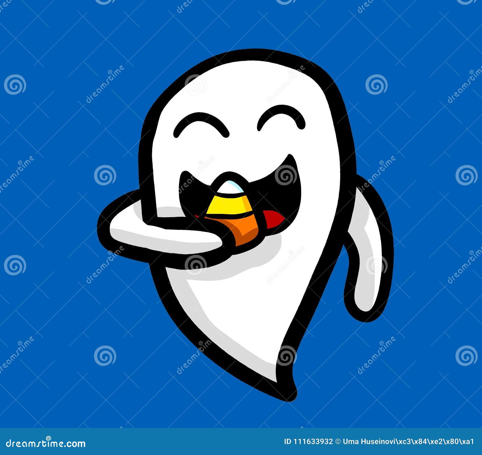 Adorable Ghost Eating Candy Corn Stock Illustration - Illustration of ...
