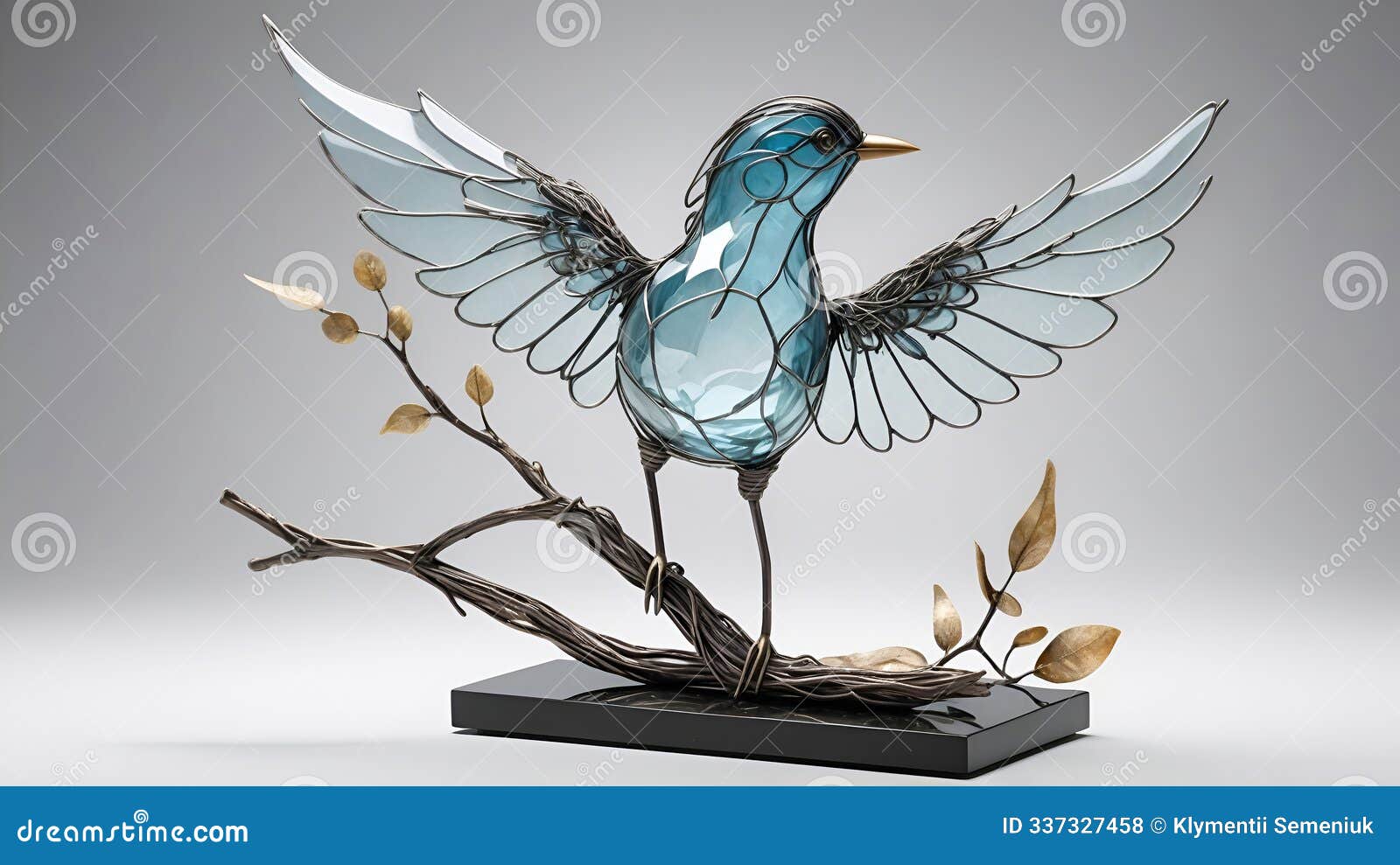 Digital Illustration of a Glass Bird on a Grey Background. Unity of ...
