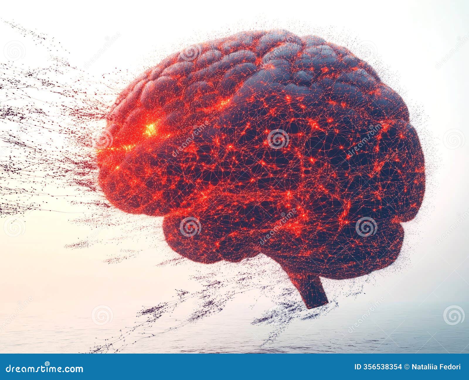 A Digital Illustration of a Glowing Futuristic Brain with ...