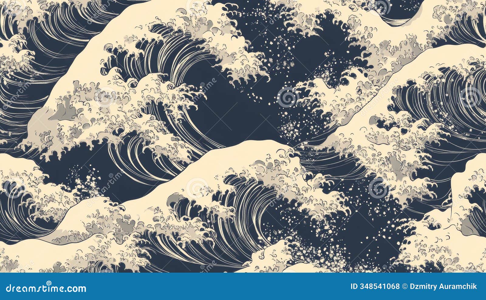 A Digital Illustration of the Great Wave Off Kanagawa As a Seamless ...
