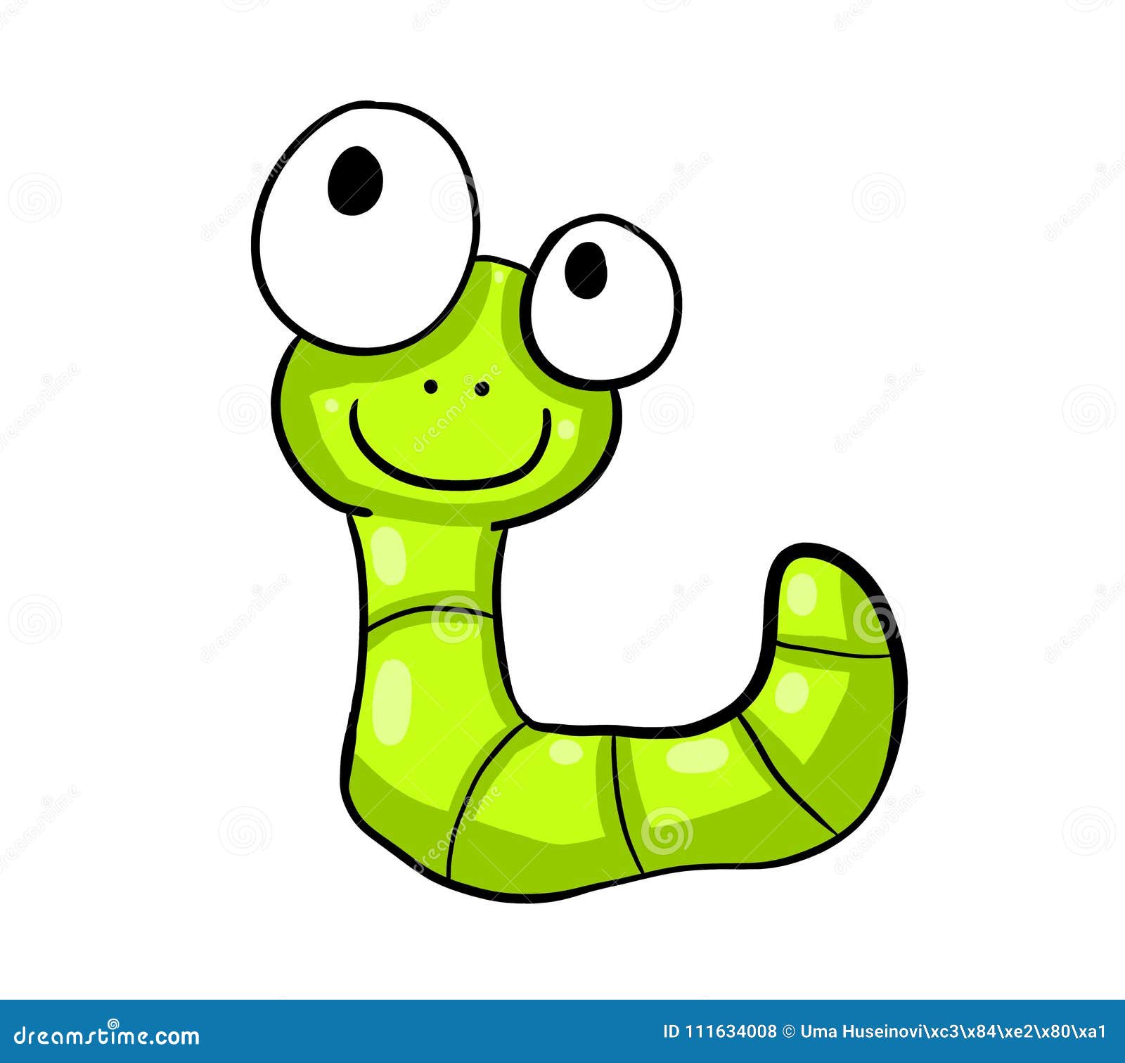 Funny Green Worm stock illustration. Illustration of drawing - 111634008
