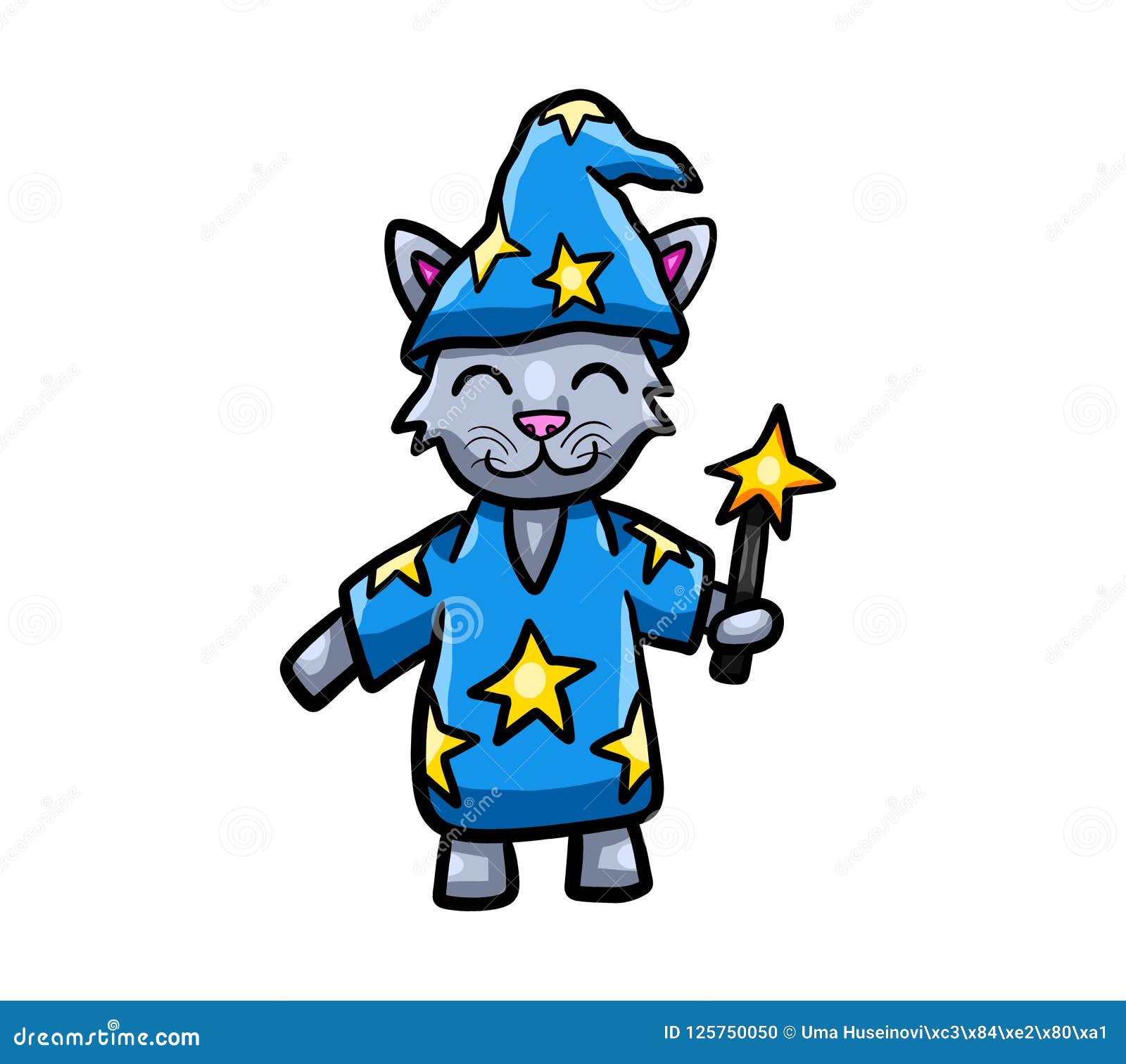 Grey Cat Wizard stock illustration. Illustration of isolated - 125750050
