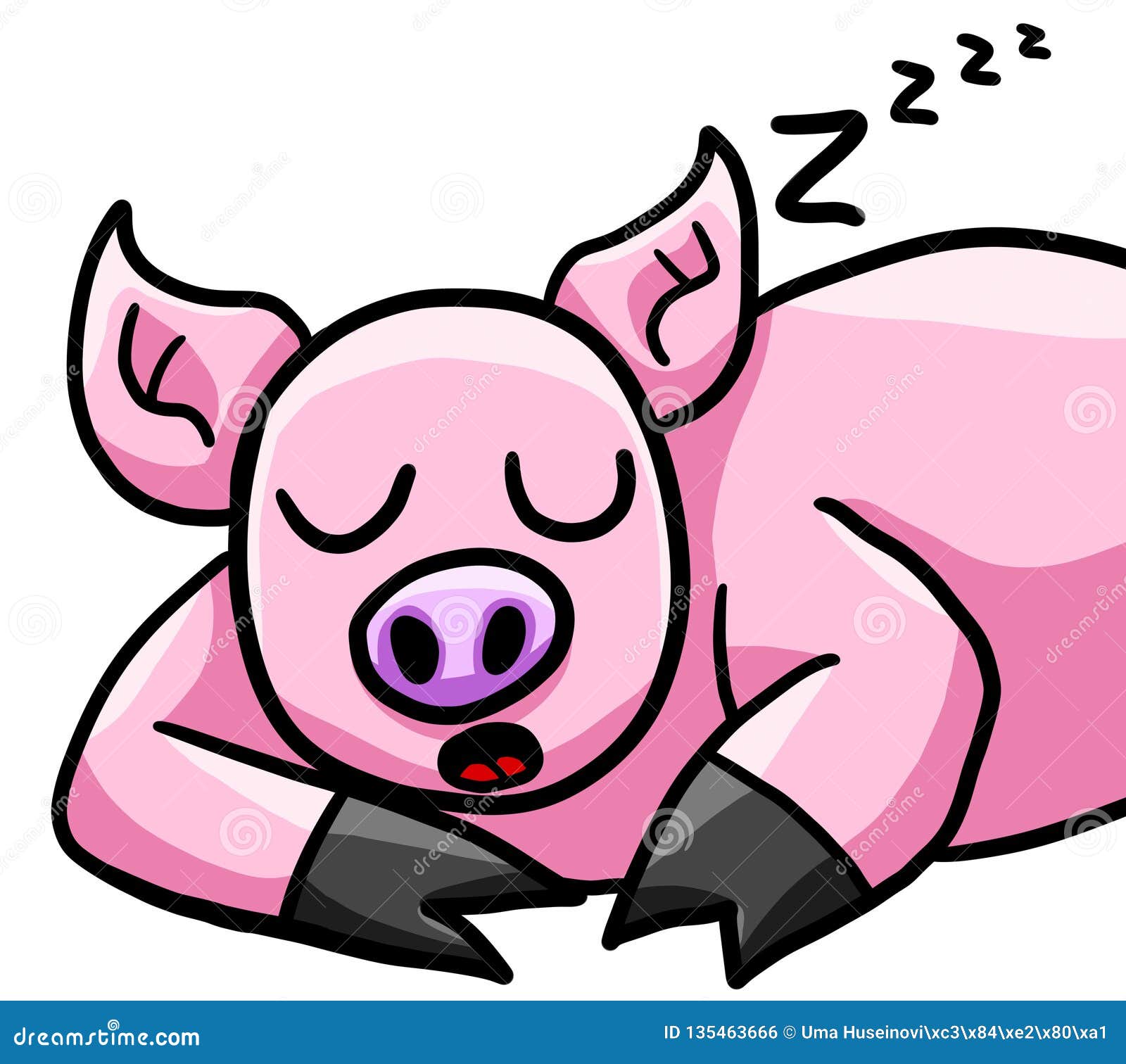 Happy Sleeping Pig stock illustration. Illustration of piggy - 135463666