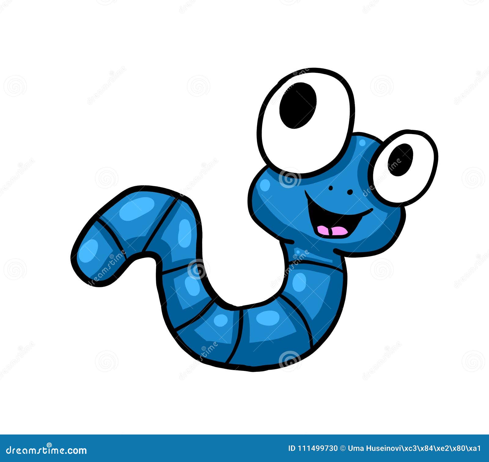 Happy Blue Worm stock illustration. Illustration of cheerful - 111499730