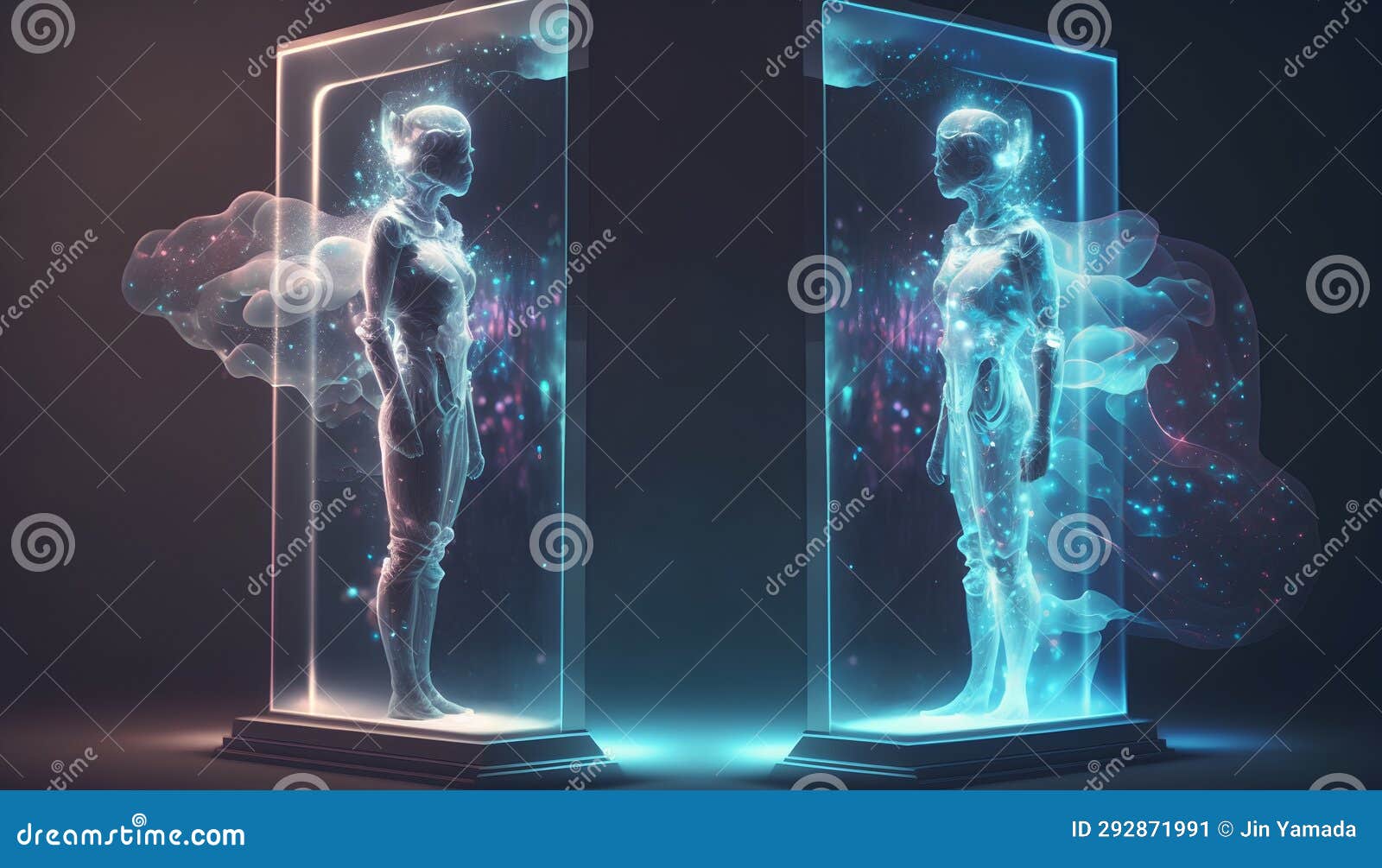 Digital Illustration of Human Body with Glowing Digital Interface. 3D ...