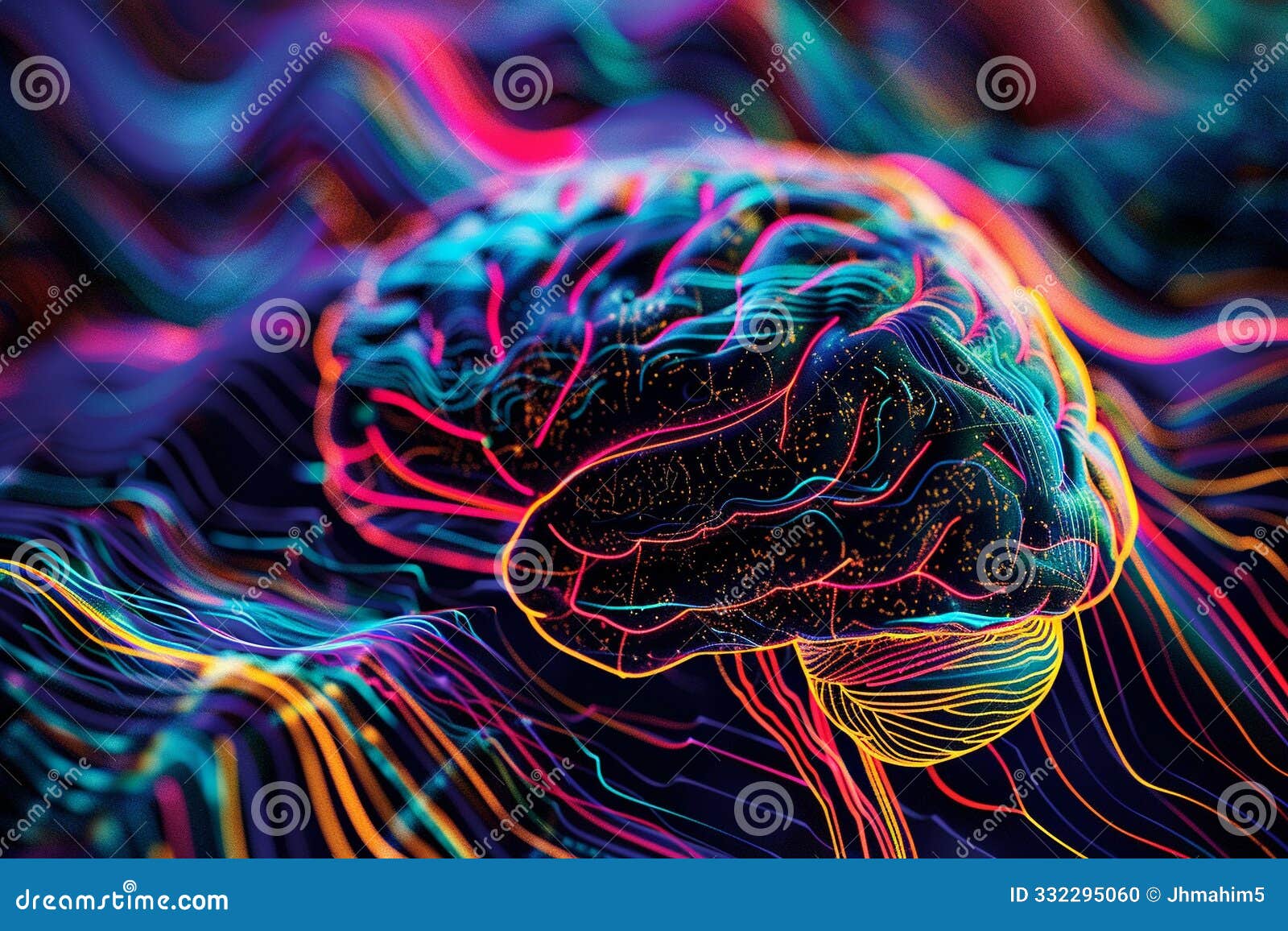 Human Brain Illuminated by Neon Stock Illustration - Illustration of ...