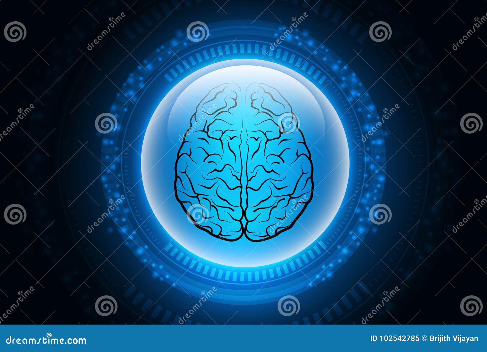 Digital Illustration of Human Brain Structure in Color Background Stock ...