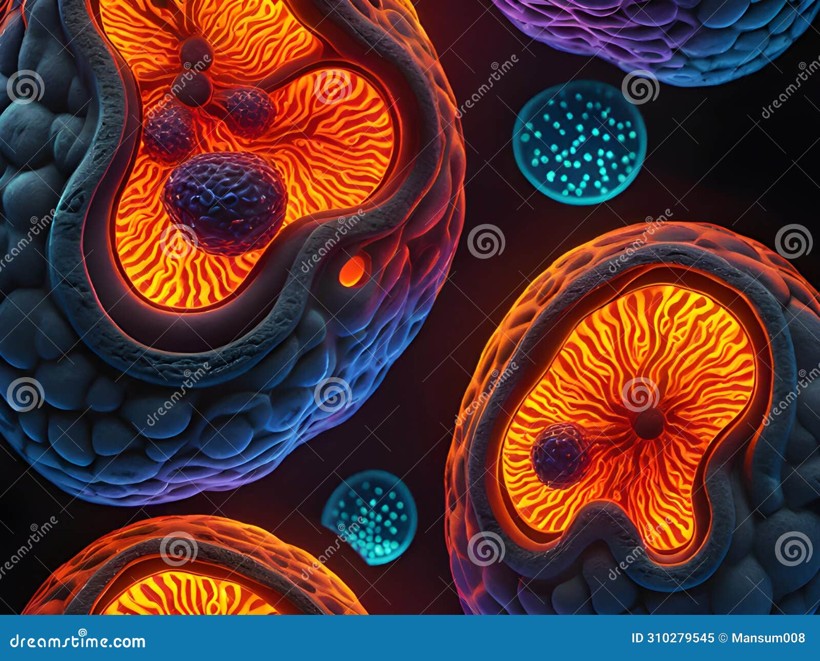Digital Illustration of Human Cell with Cells Inside Stock Illustration ...