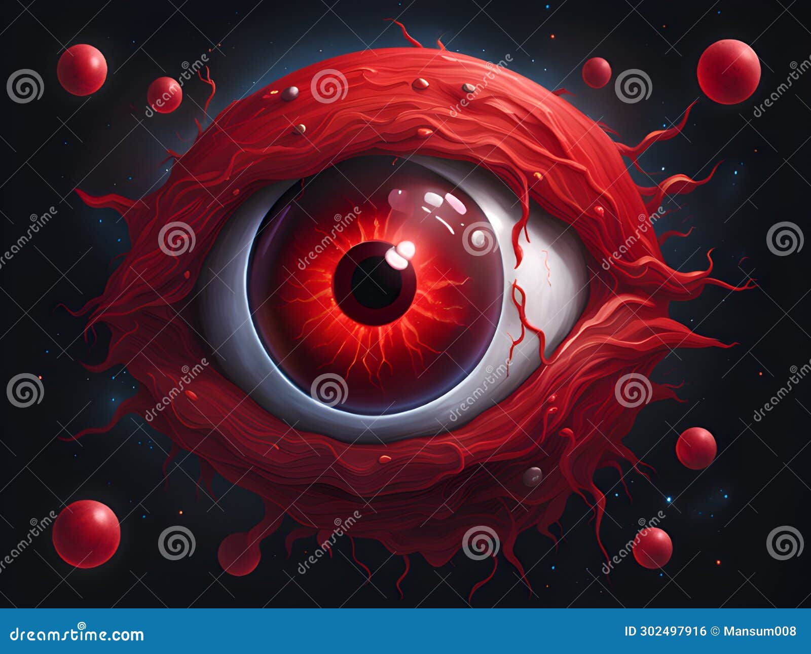 Digital Illustration of a Human Eye with a Virus Inside Stock ...