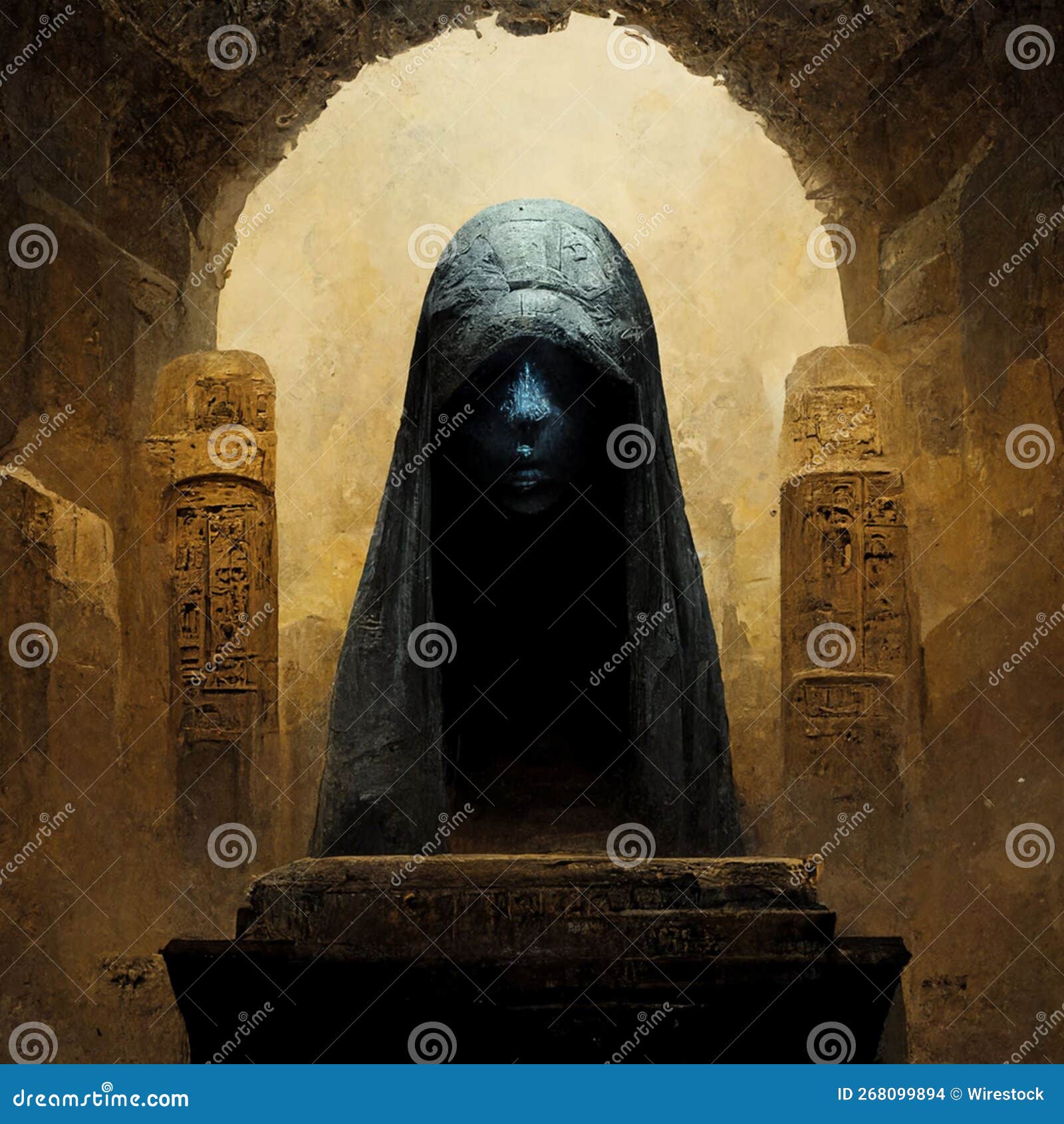 Digital Illustration Inside the Egyptian Pyramids: a Bust of a Person ...