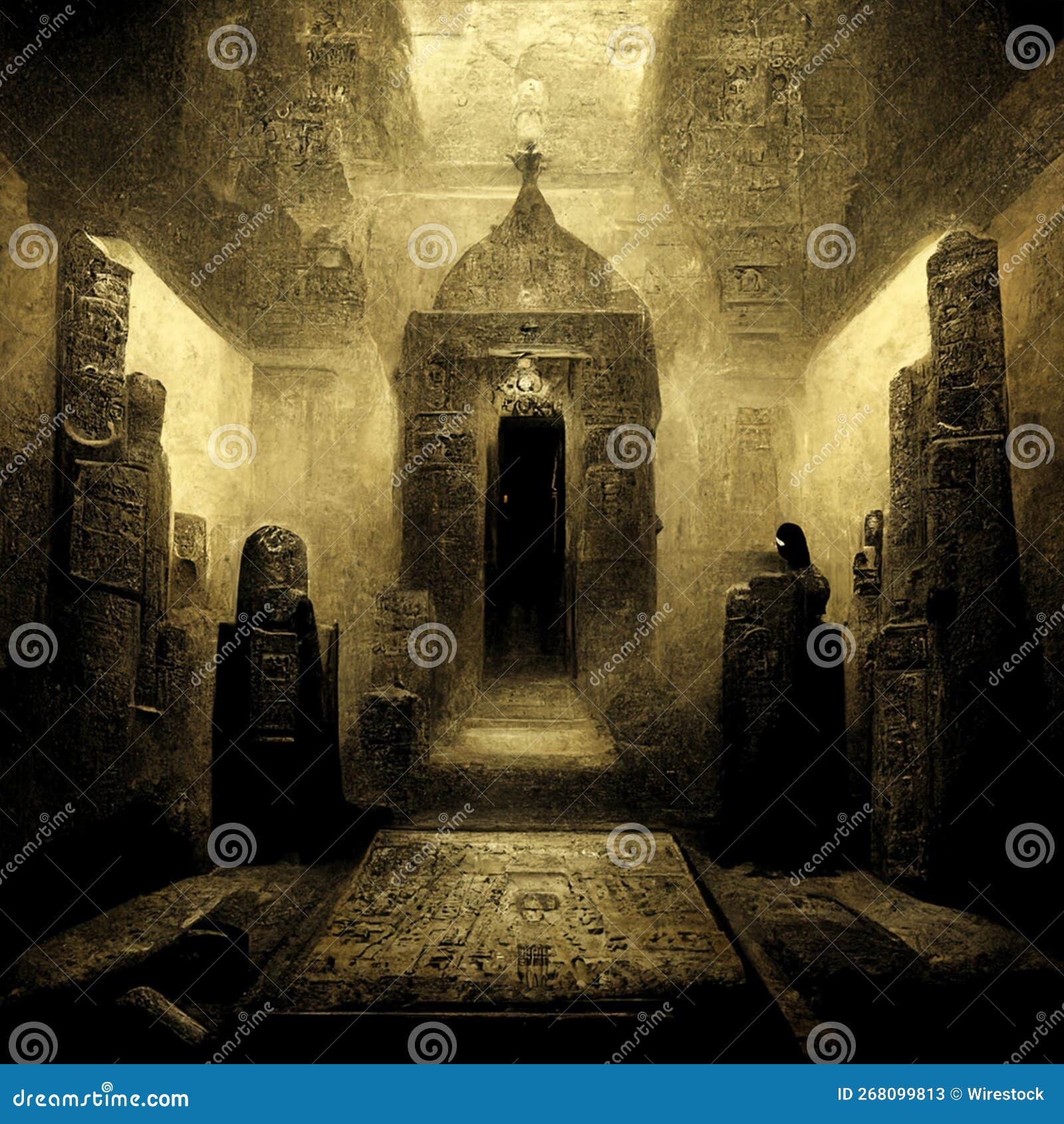 Digital Illustration Inside the Egyptian Pyramids: Carved Walls and ...