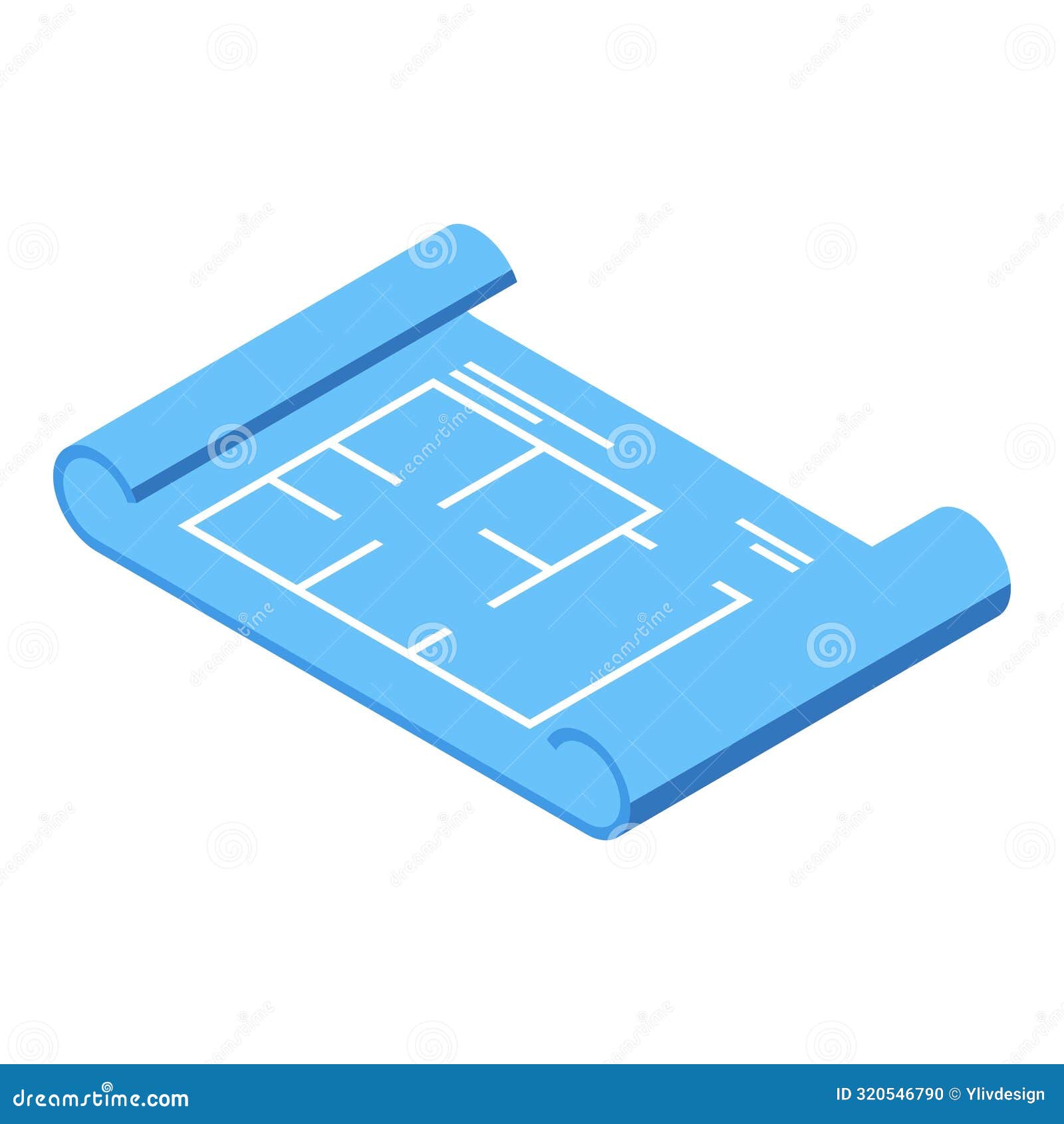 Digital Illustration of an Isometric View of a Blue Architectural ...