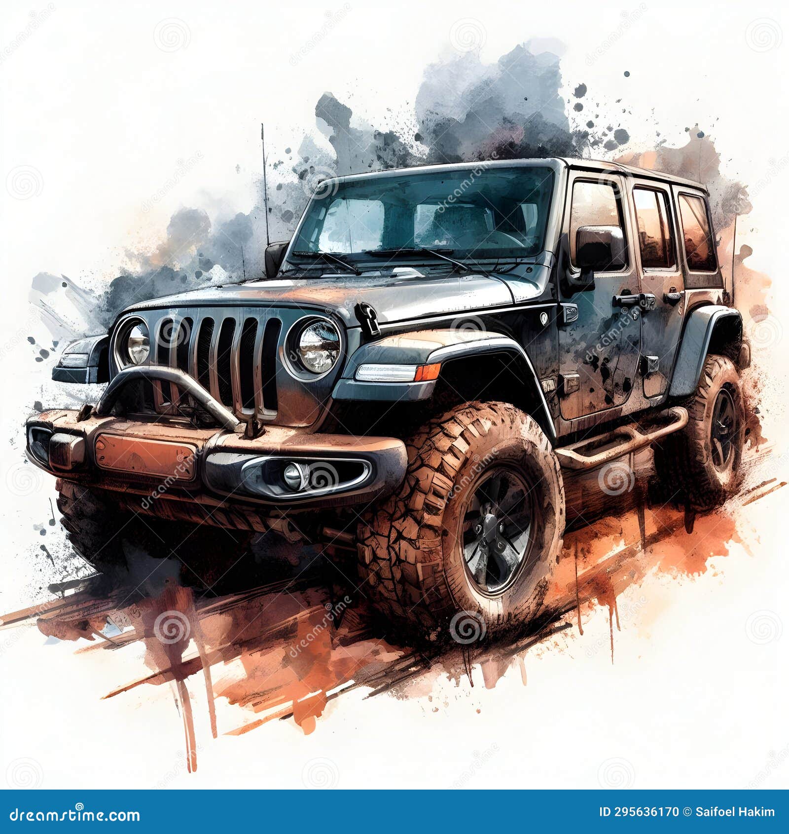 Digital Illustration of a Jeep Stock Illustration - Illustration of ...
