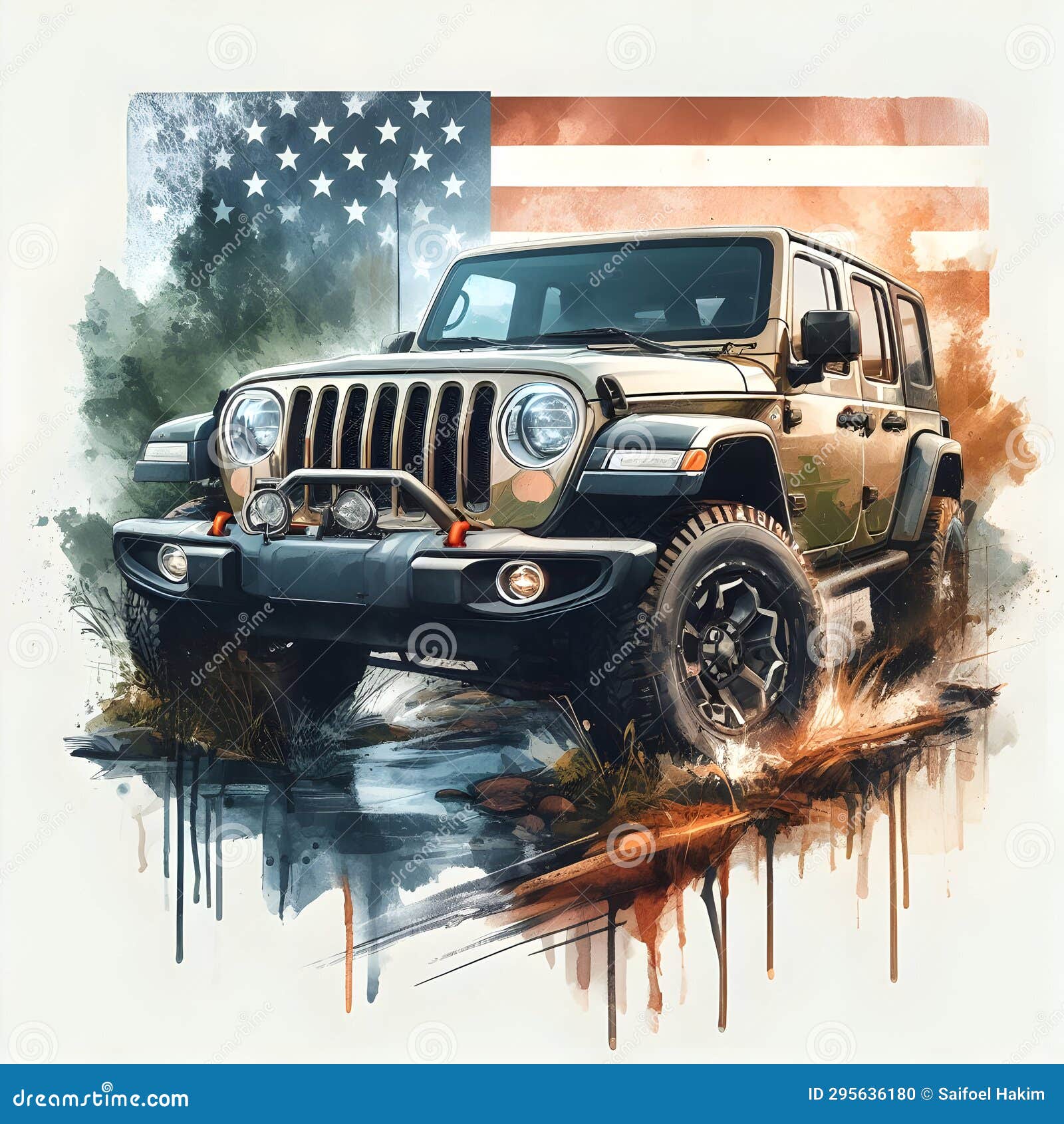 Digital Illustration of a Jeep Stock Illustration - Illustration of ...