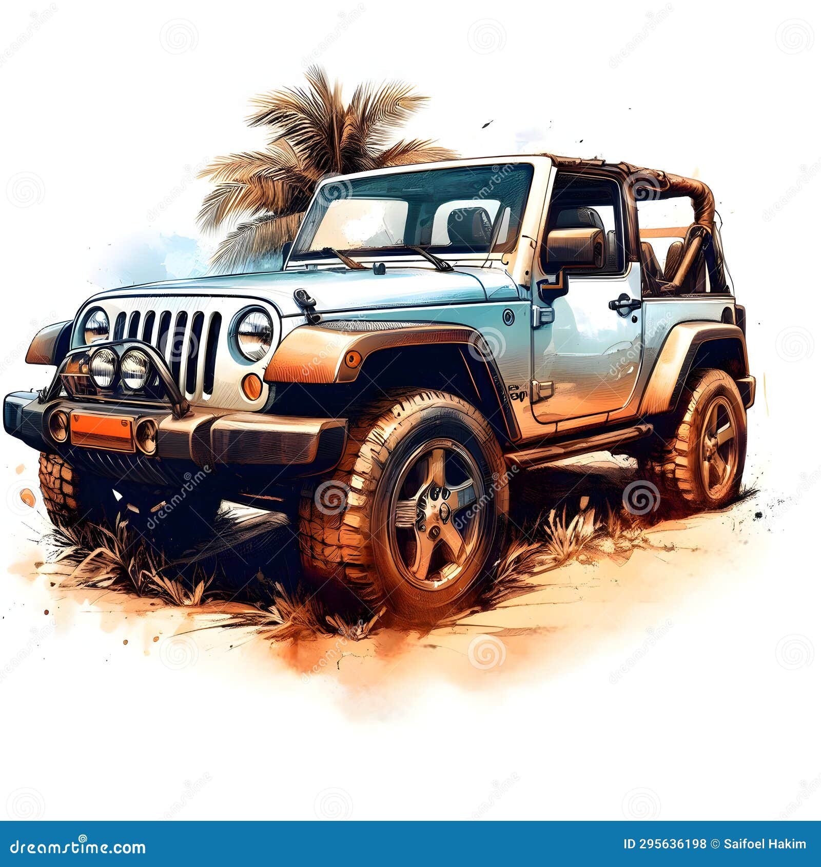 Digital Illustration of a Jeep Stock Illustration - Illustration of ...