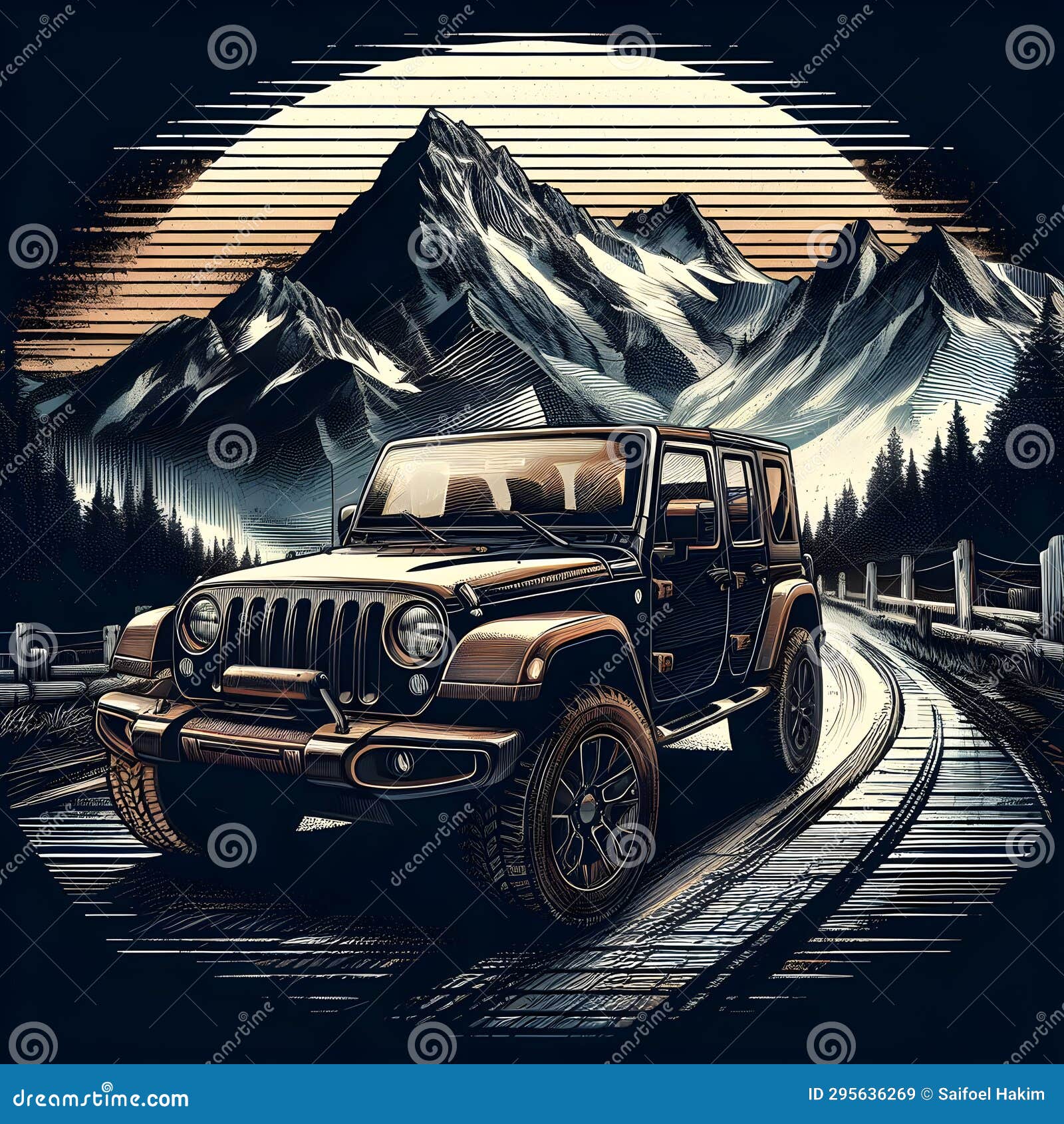 Digital Illustration of a Jeep Stock Illustration - Illustration of ...