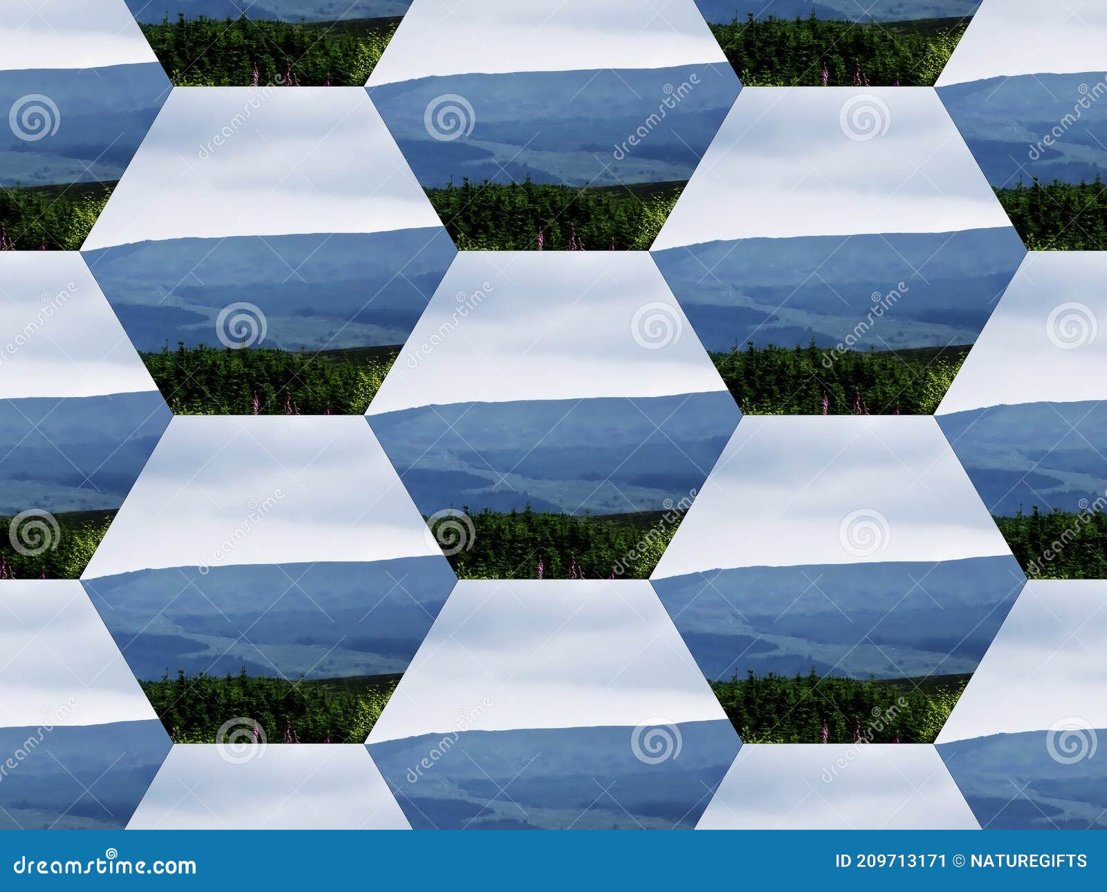 Illustration Landscape Mosaic Pattern Stock Image - Image of collage ...